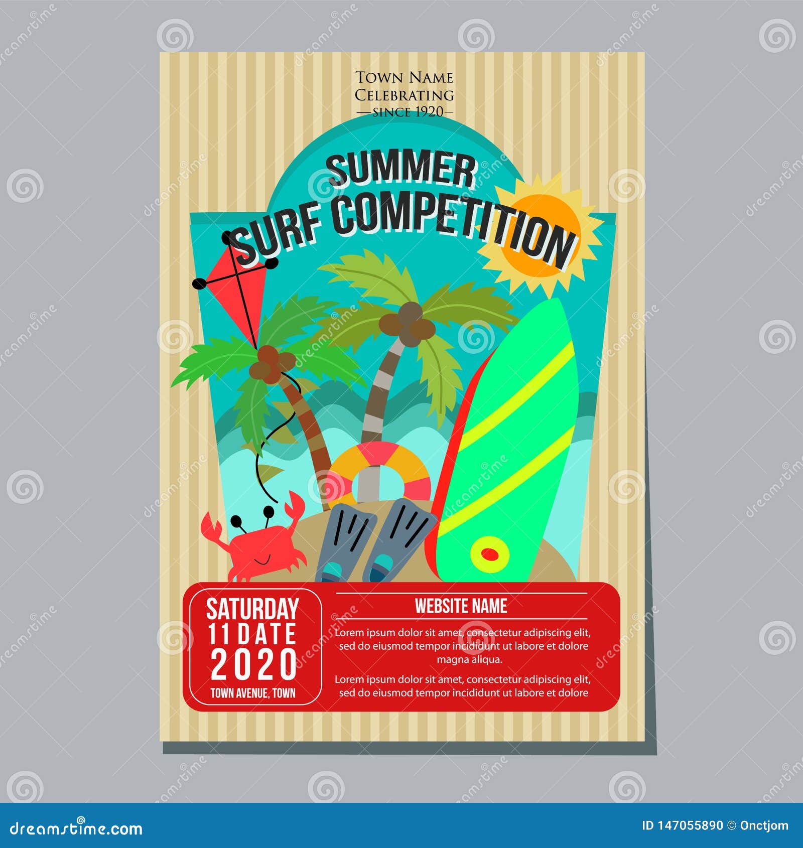 Summer Surf Competition Holiday Poster Template Stock Vector ...