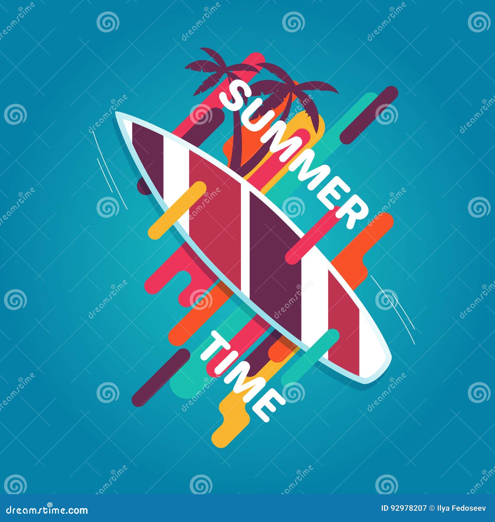 Summer surfboard poster stock vector. Illustration of season - 92978207