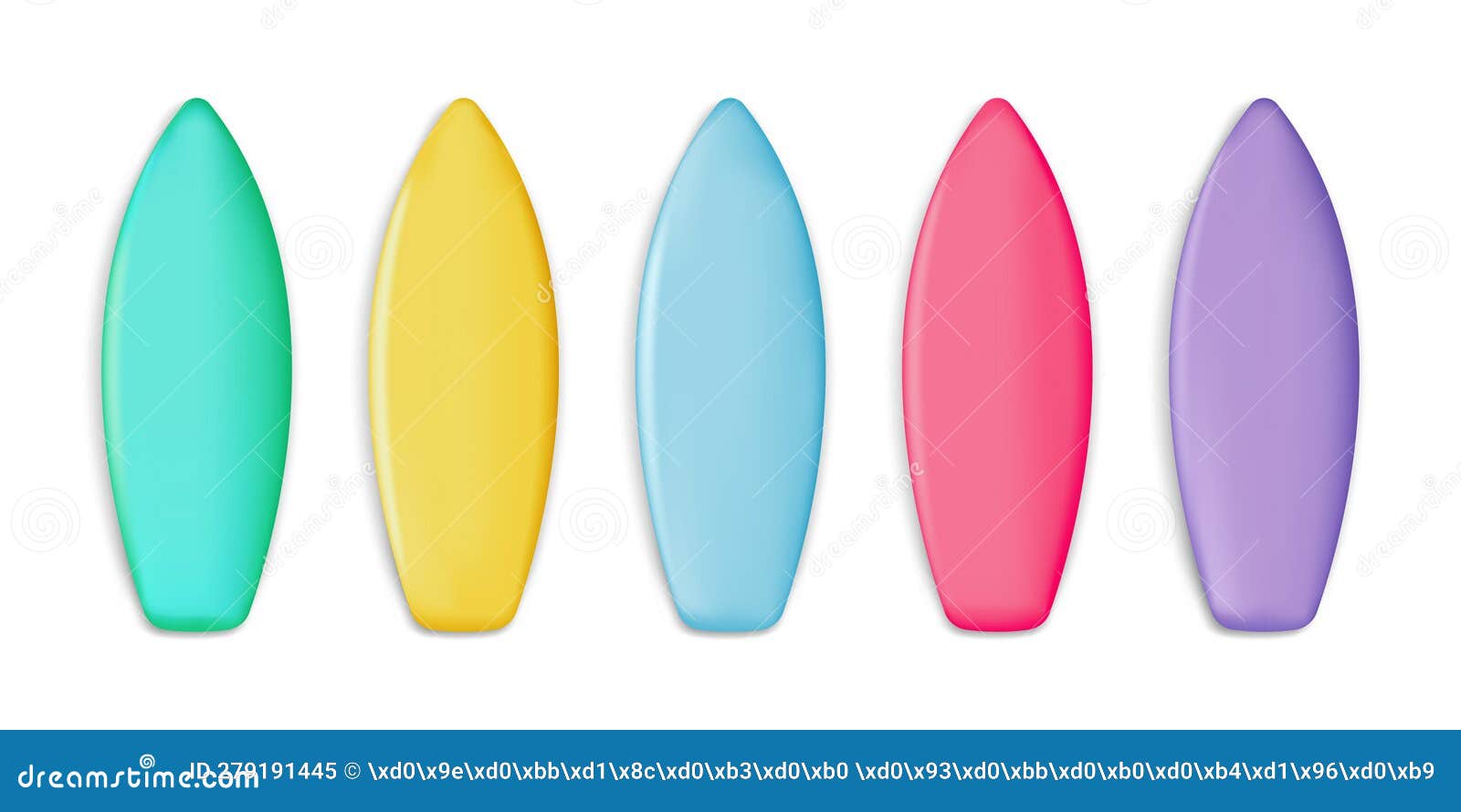 Summer Surfboard Set with Different Colors. Vector Isolated ...