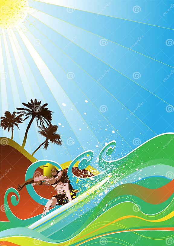 Summer surfer vector stock vector. Illustration of funky - 10119955