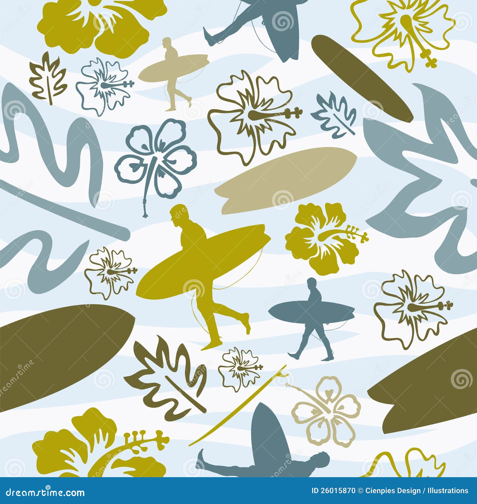 Summer Surfing Seamless Pattern Stock Vector - Illustration of beach ...