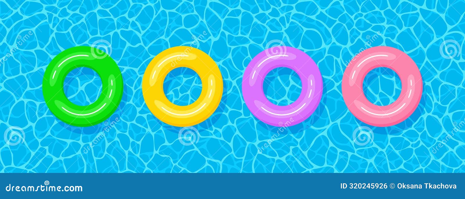 Summer Swimming Pool Banner. Set of Multicolored Inflatable Circles ...