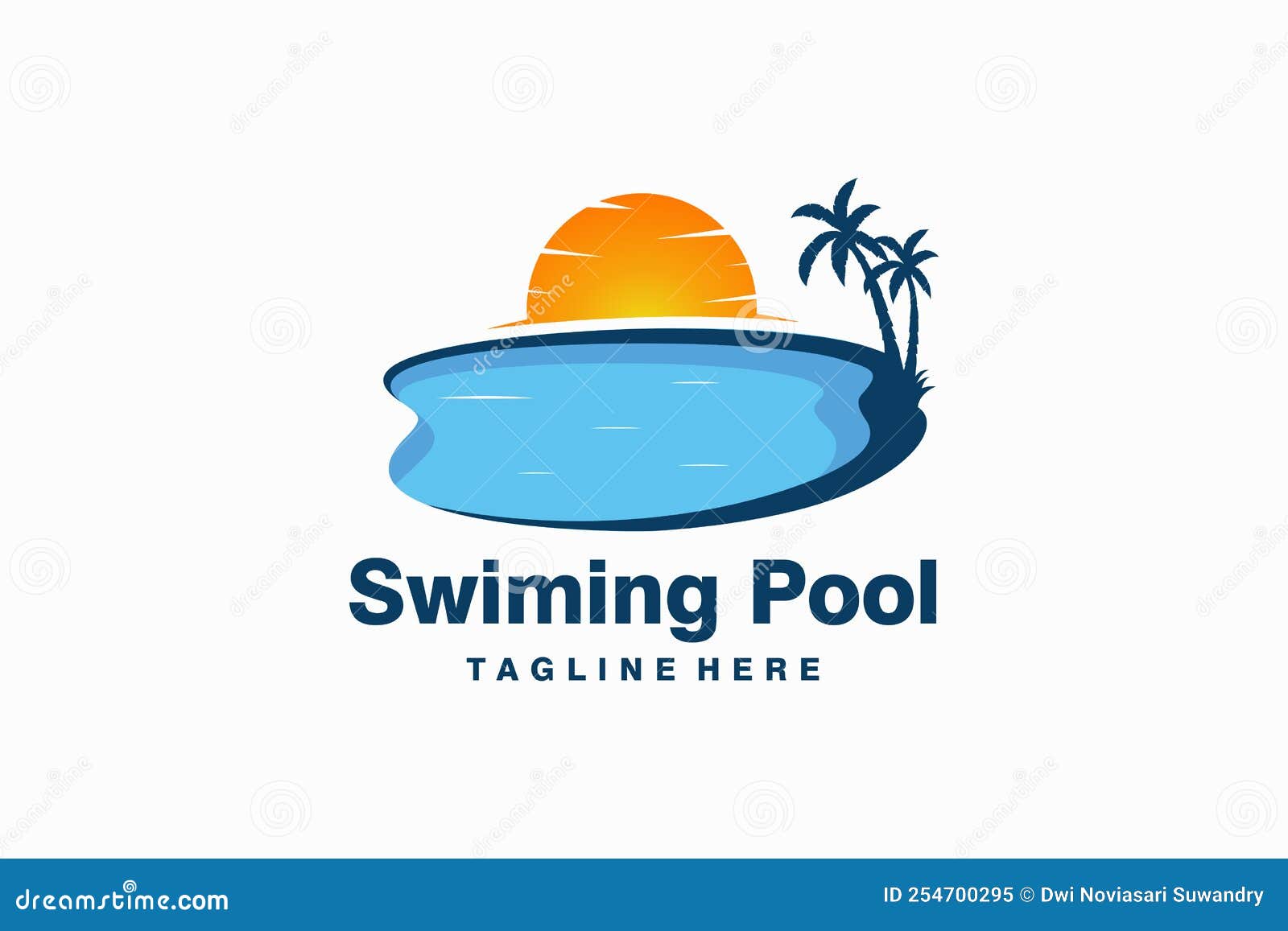 Sun Swimming Pool Vector Logo Design Template Stock Vector ...