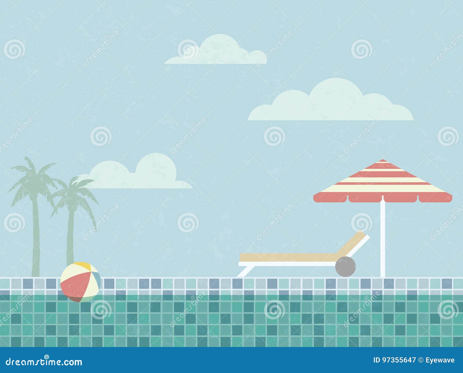 Summer Swimming Pool Retro Styled Vector Illustration Stock Vector ...