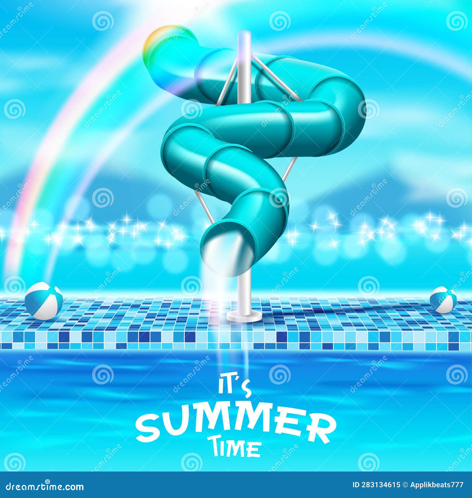 Summer Swimming Pool Slide. Vector Illustration Stock Vector ...