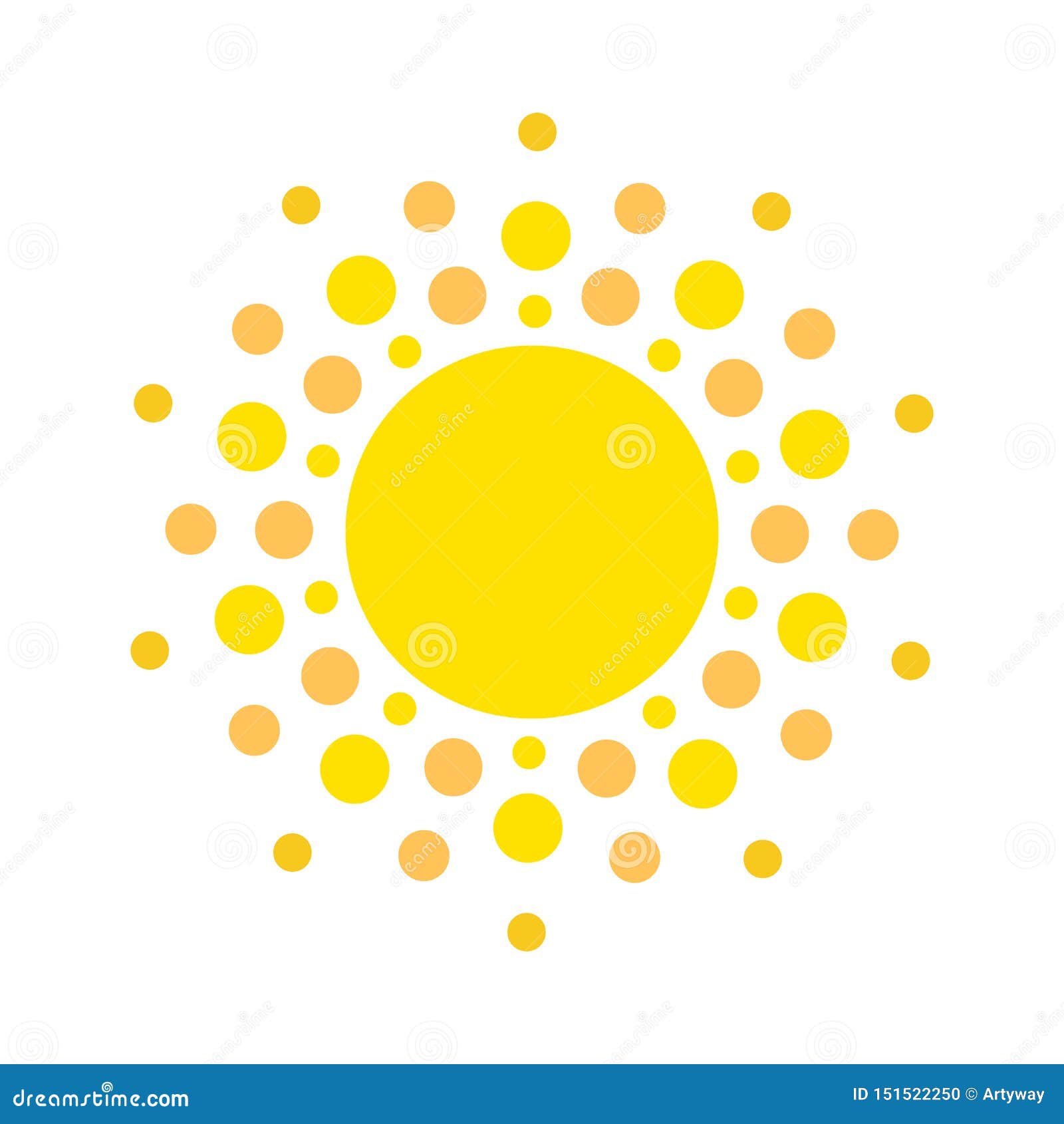 Summer Symbol. Sun Modern Icon. Dots and Points Sunny Circle Shape ...
