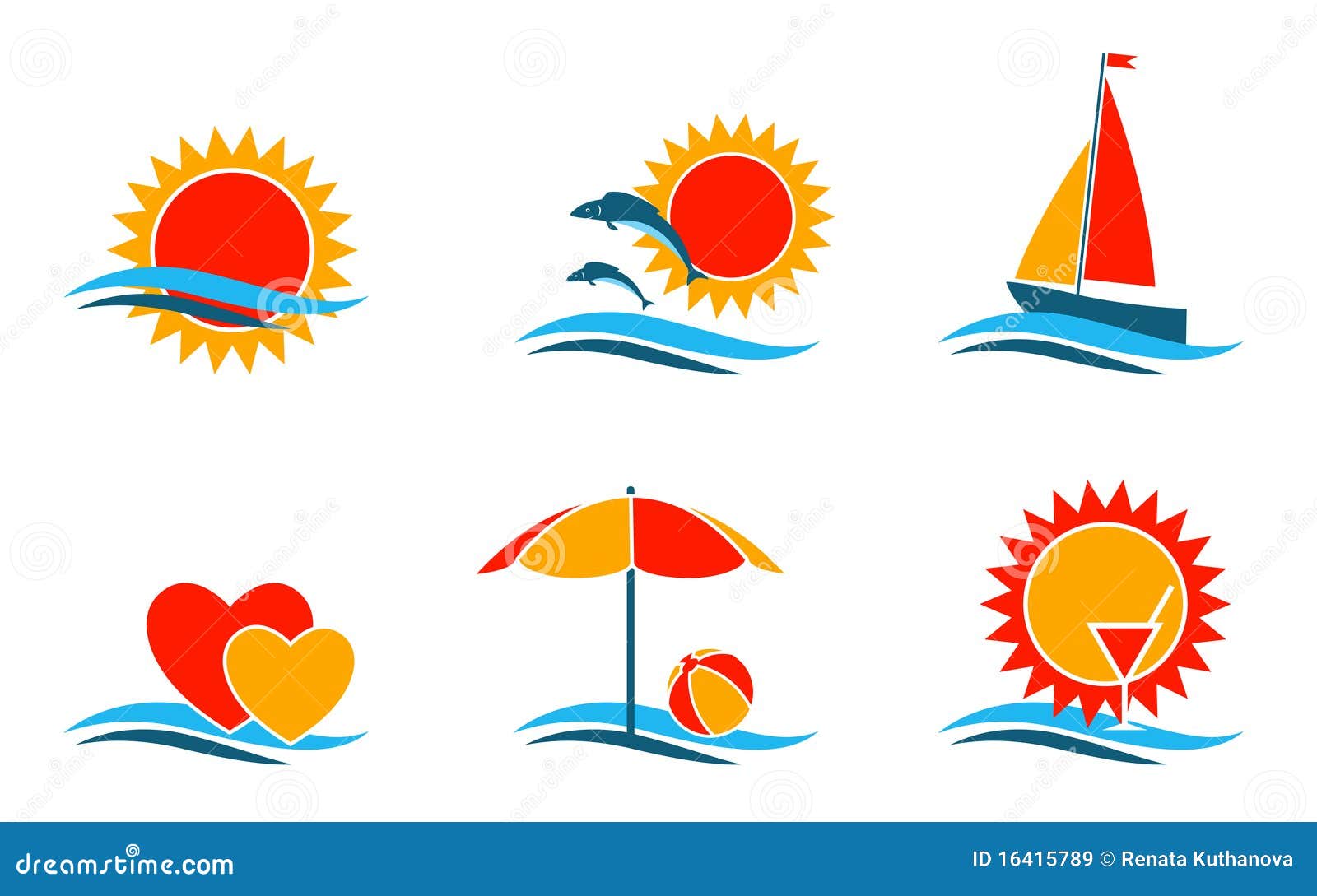 Summer symbols stock vector. Illustration of heart, symbol - 16415789