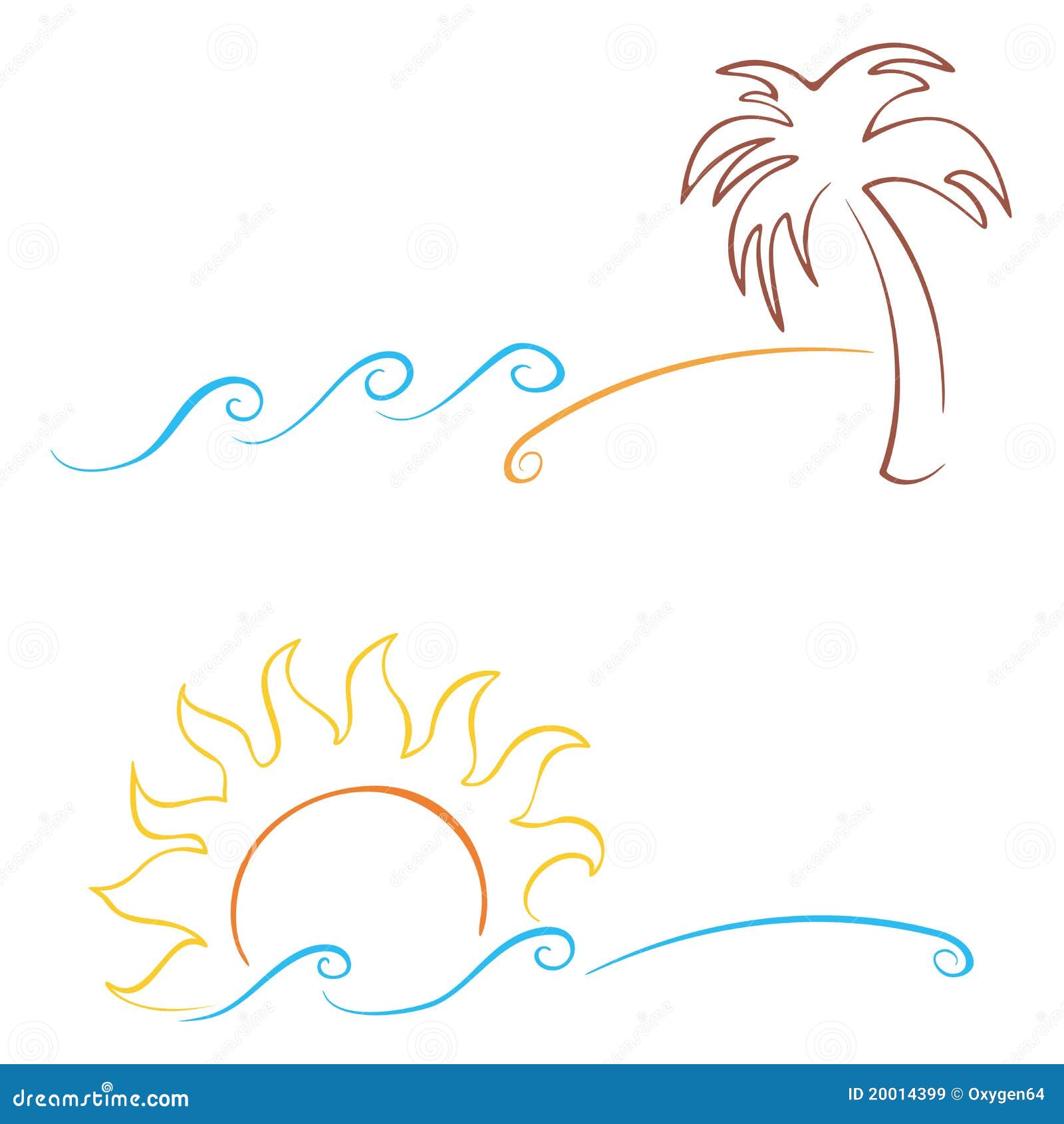 Summer symbols stock vector. Illustration of waves, travel - 20014399