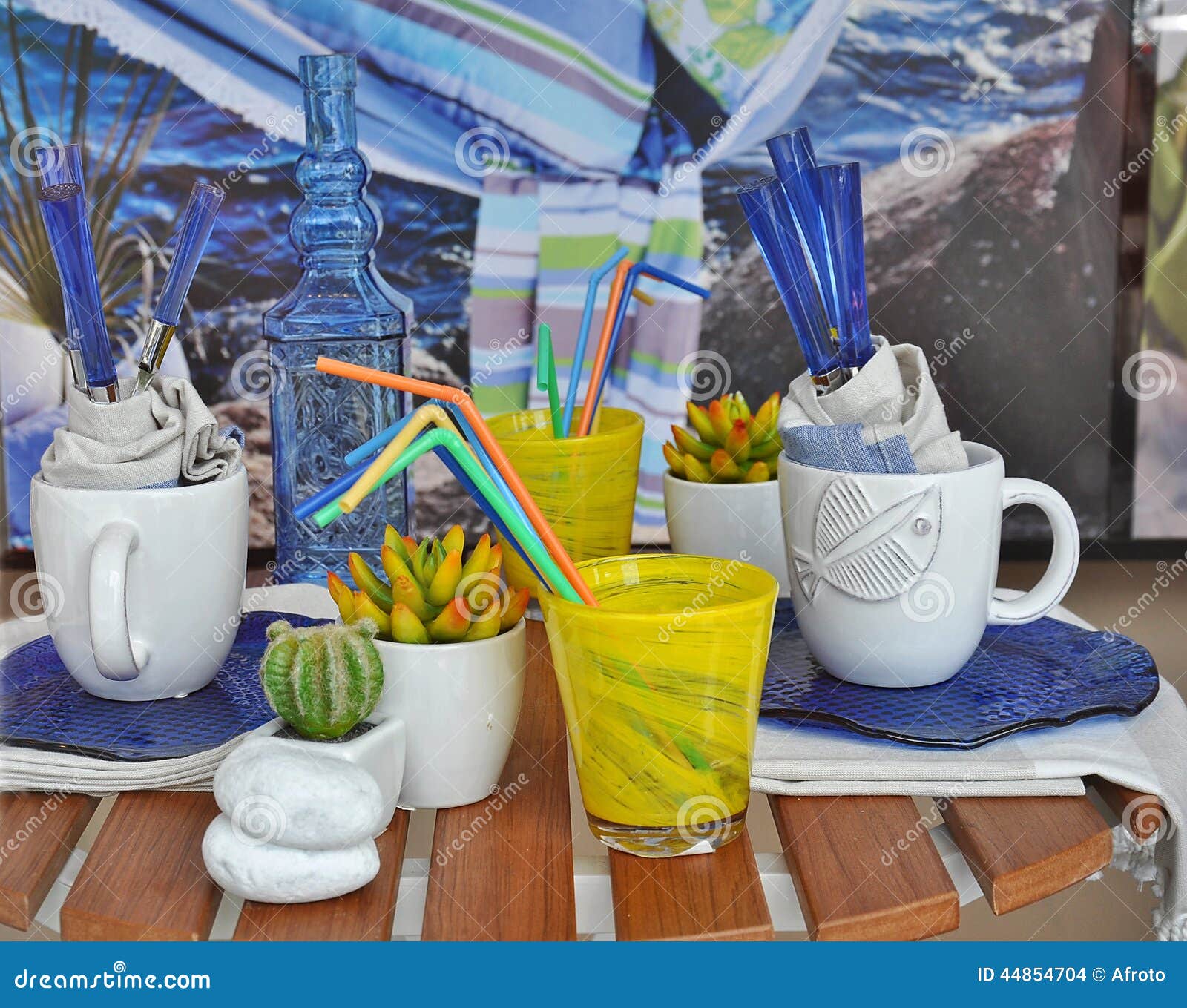 Summer table decor stock photo. Image of decoration, lunch - 44854704