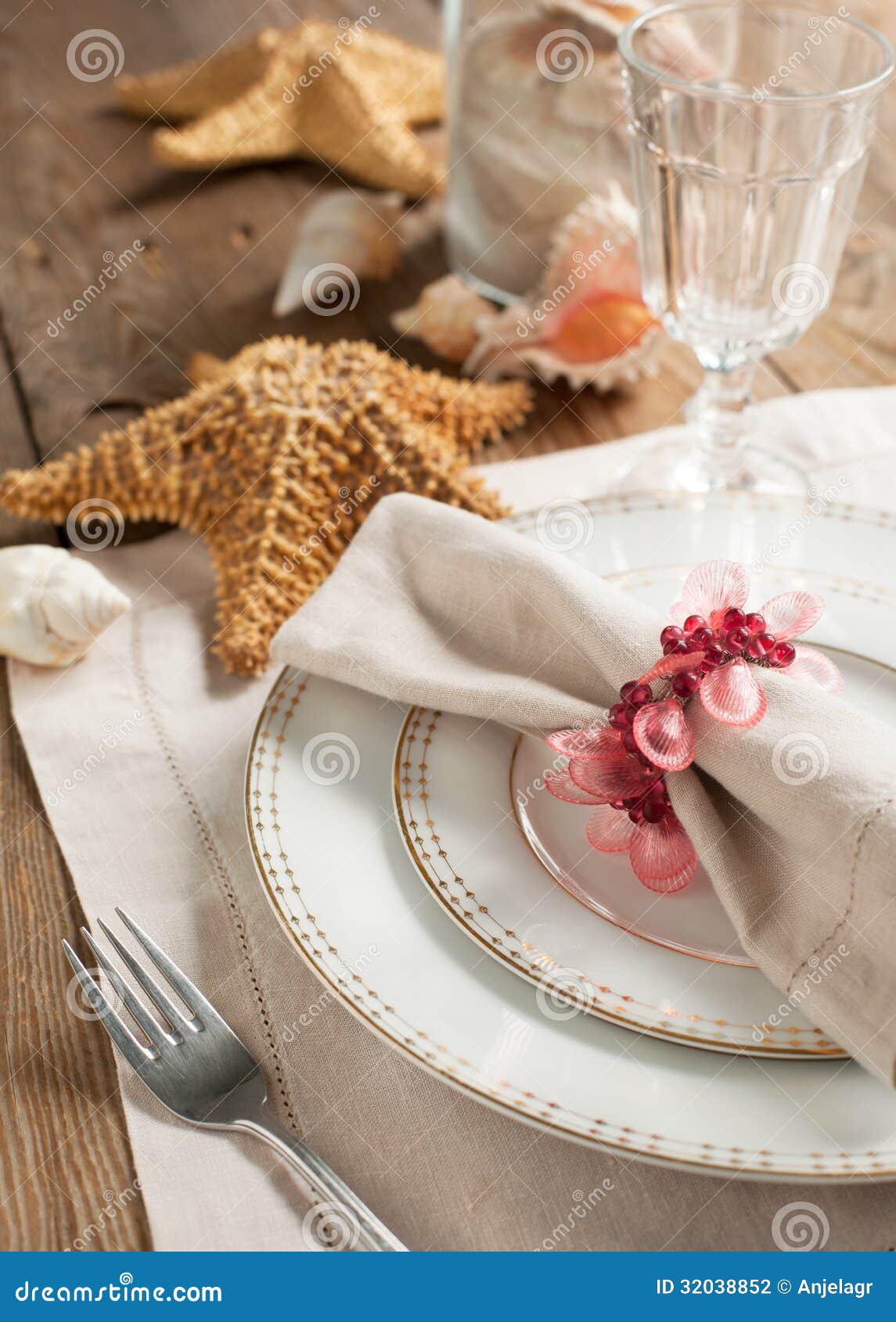Summer Table Setting Decorated with Starfish and Sea Shell Stock Photo ...