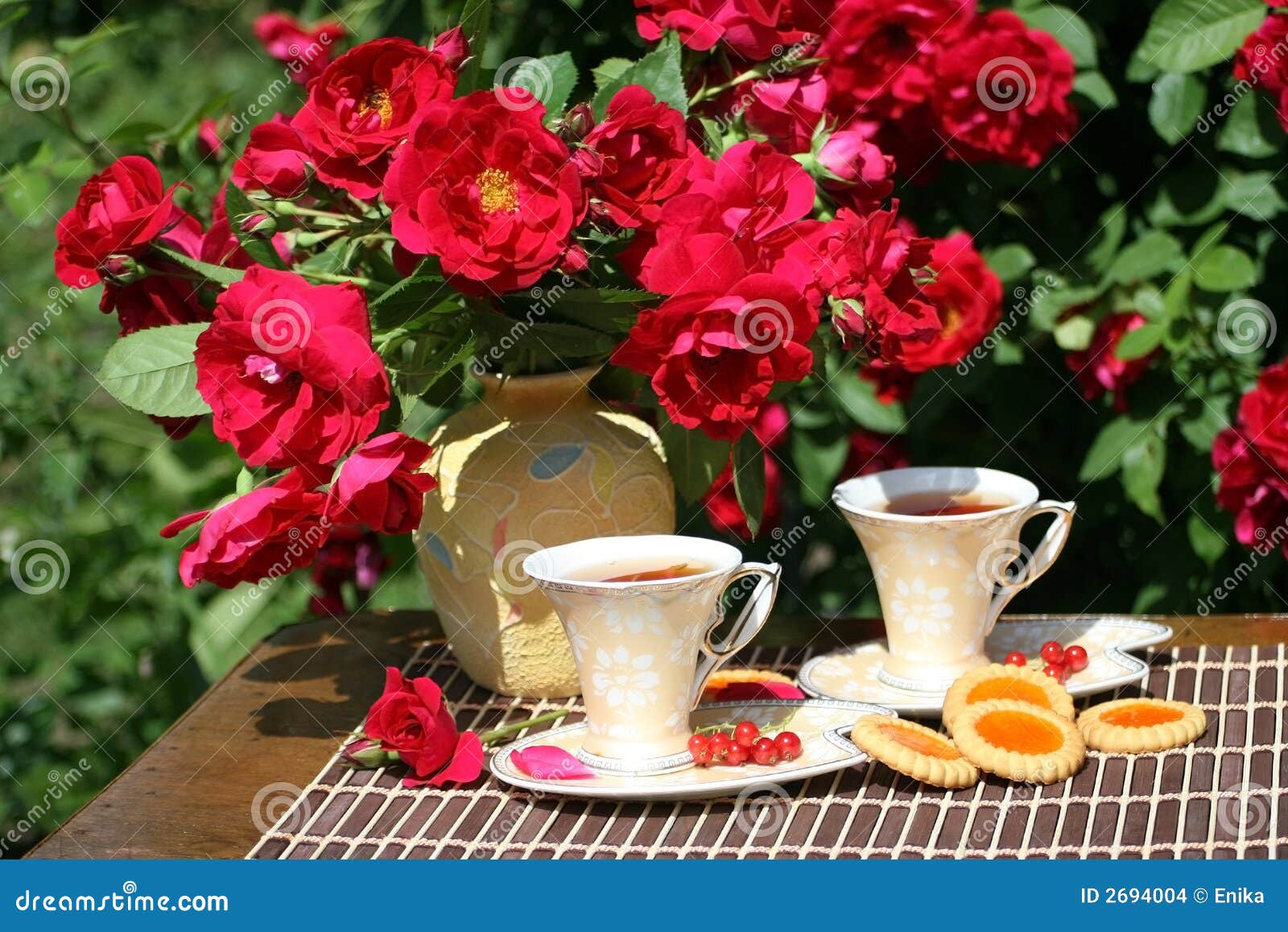 Summer tea in a garden stock photo. Image of currant, couple - 2694004