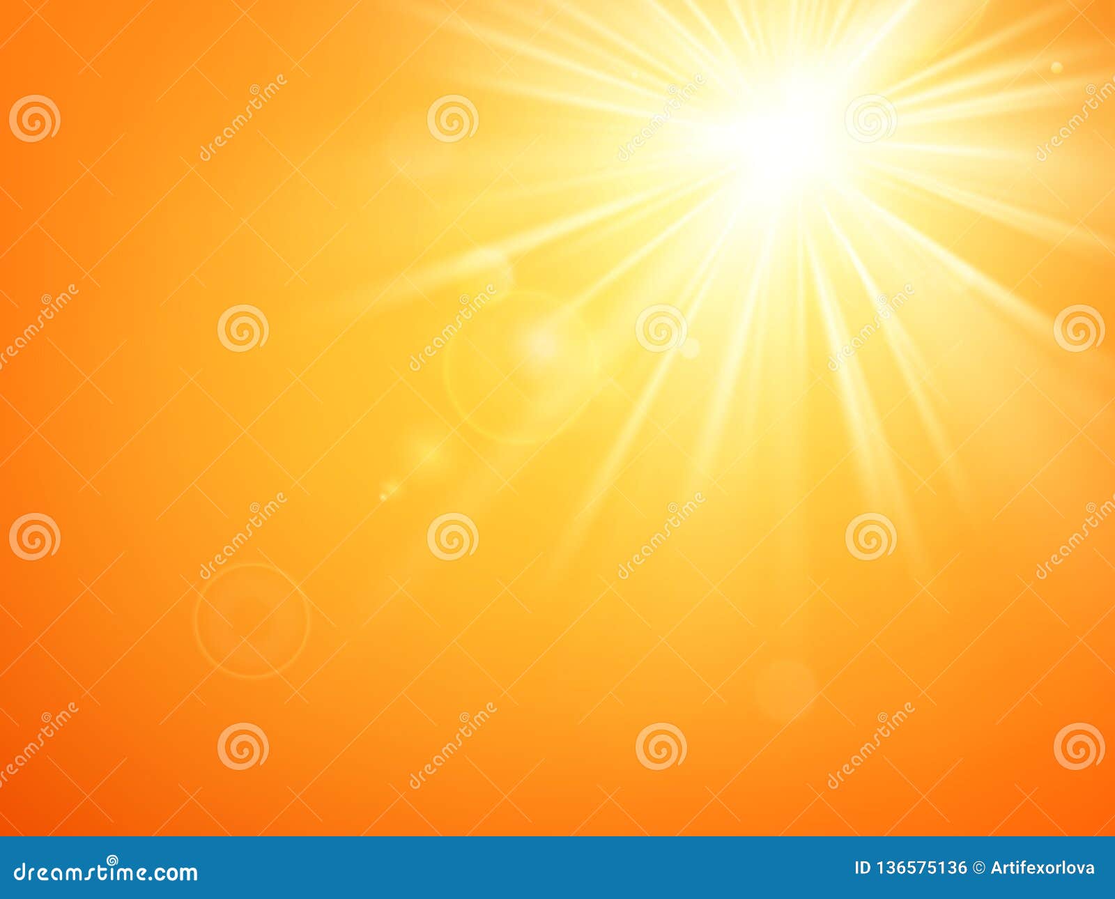 Summer Template Hot Summer Sun Rays Burst with Lens Flare. EPS 10 Stock ...