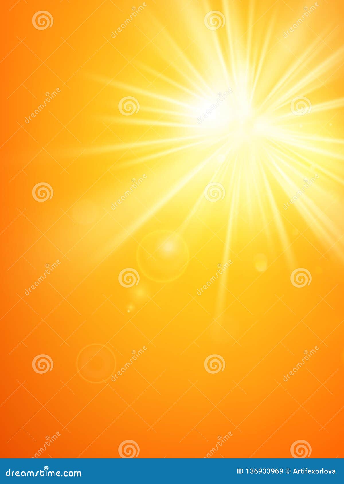 Summer Template Hot Summer Sun Rays Burst with Lens Flare. EPS 10 Stock ...