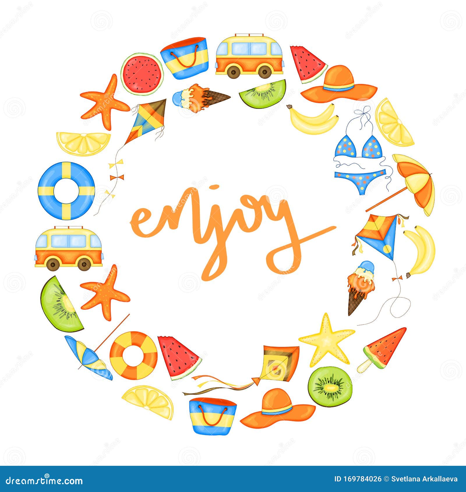 Summer Template for Your Text. Cartoon Style Stock Illustration ...