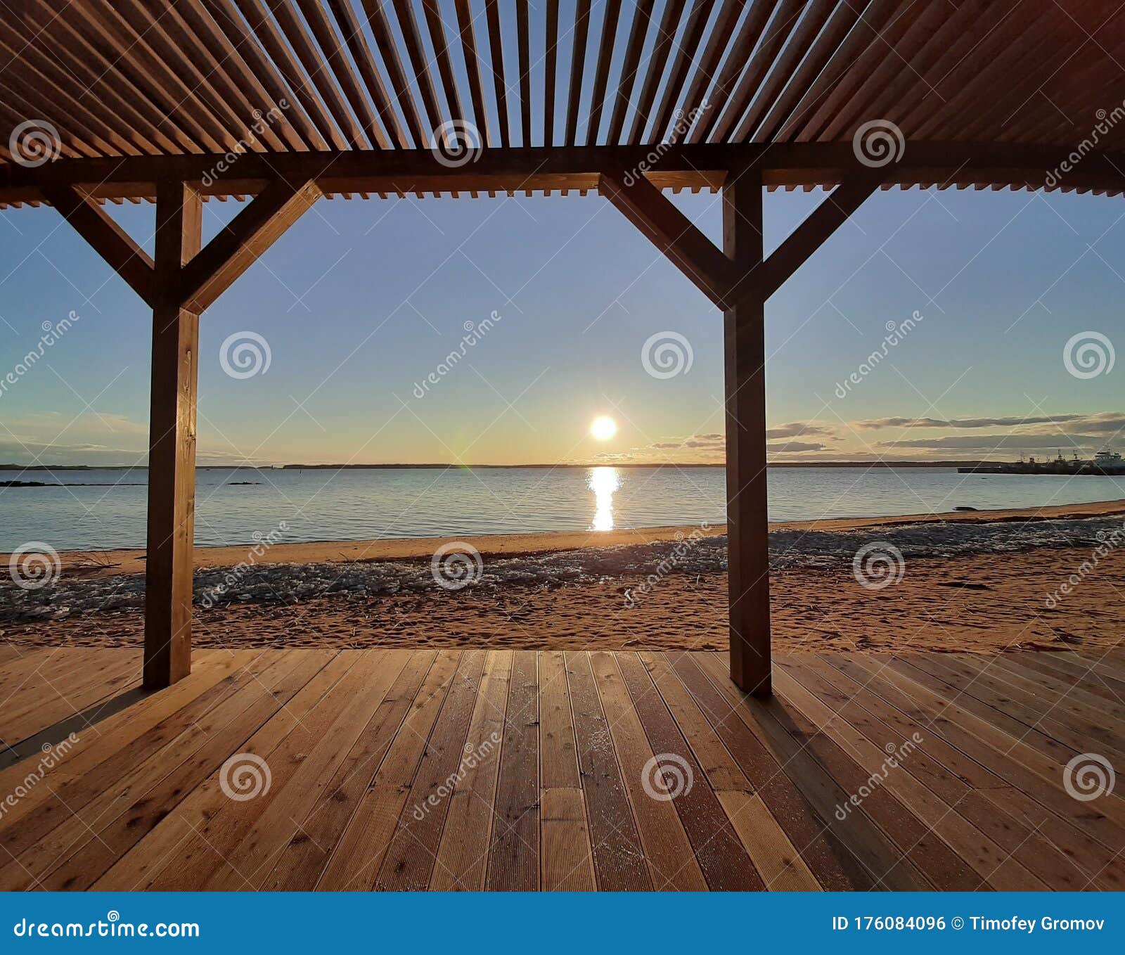 Summer Terrace on the Beach at Sunset Stock Photo - Image of sunset ...