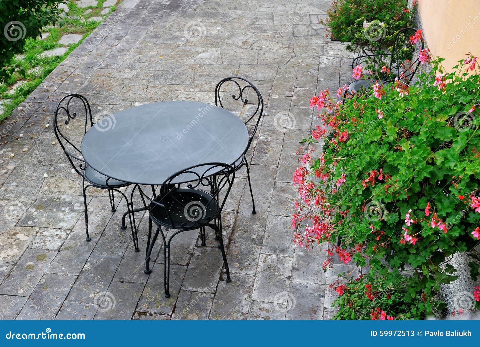 Summer terrace stock illustration. Illustration of flowers - 59972513