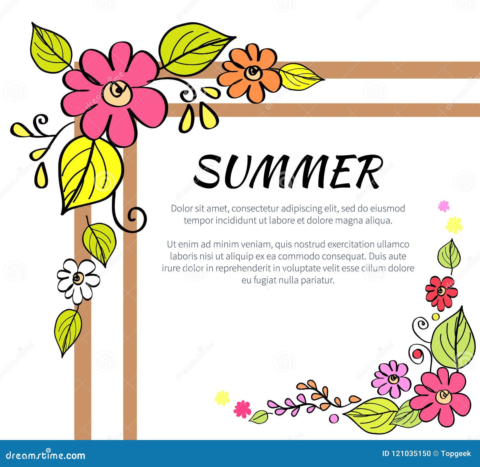 Summer Text and Floral Frame Vector Illustration Stock Vector ...