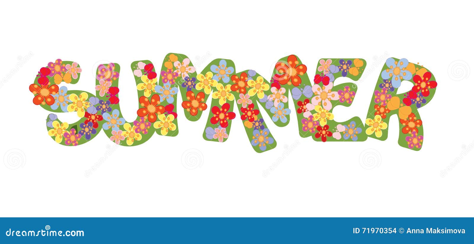 Summer, Text, Flowers and Butterflies Stock Vector - Illustration of ...