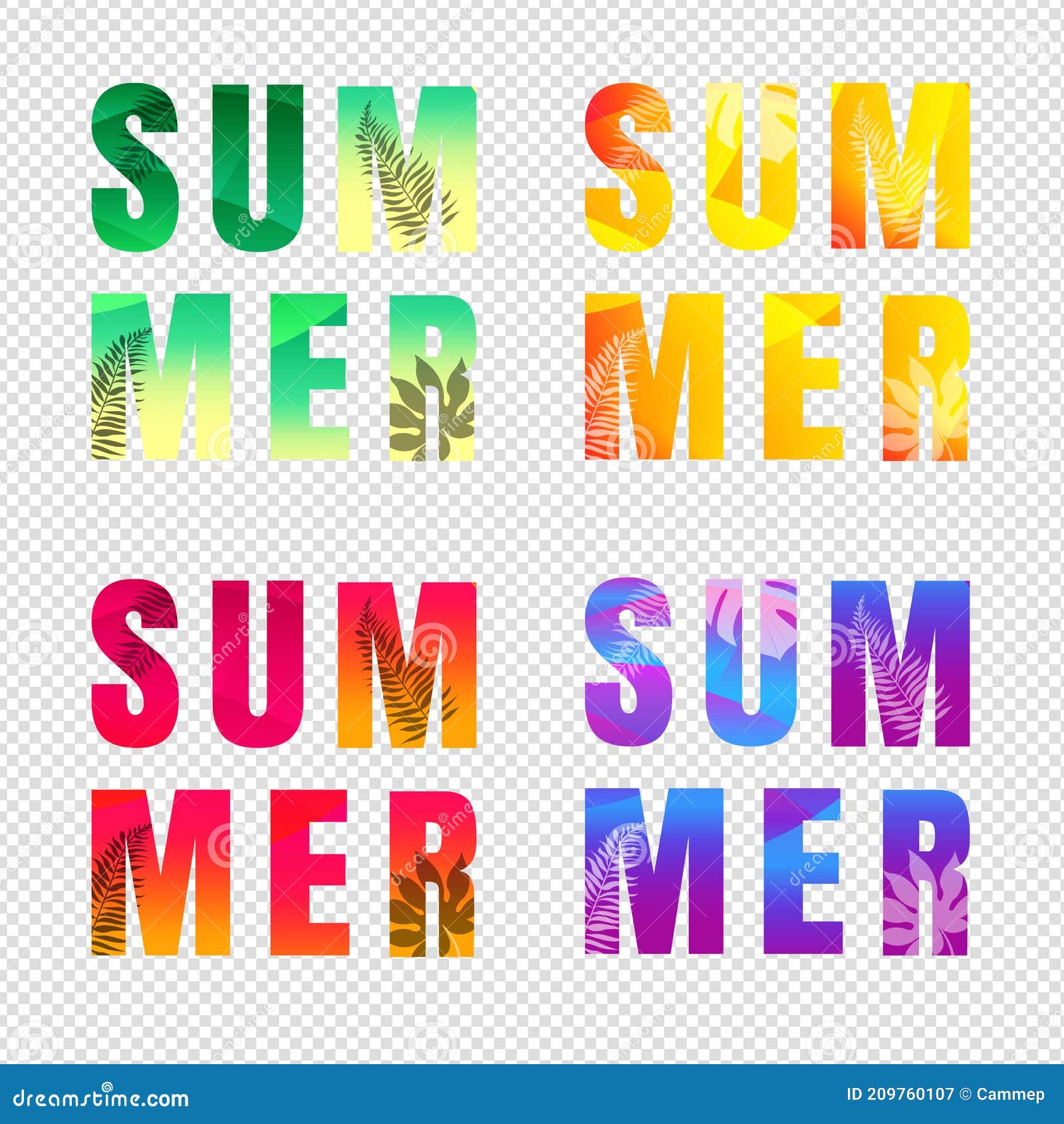 Summer Text Set Isolated Transparent Background Stock Vector ...