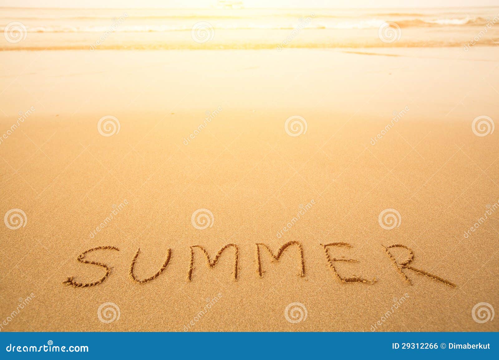 Summer - Text Written by Hand in Sand on a Beach Stock Photo - Image of ...