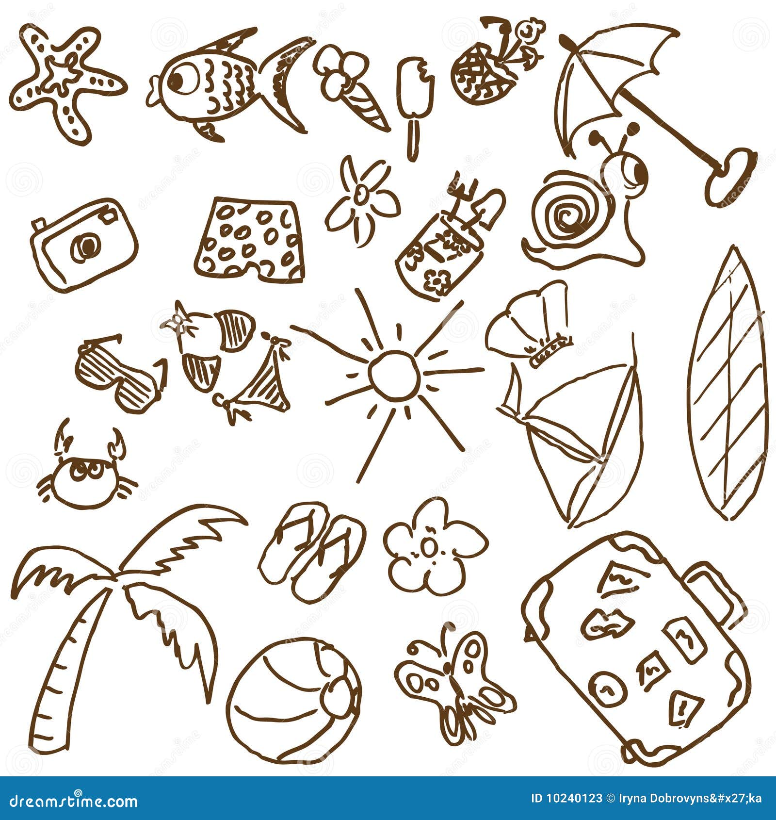 Summer theme doodles stock vector. Illustration of bathing - 10240123