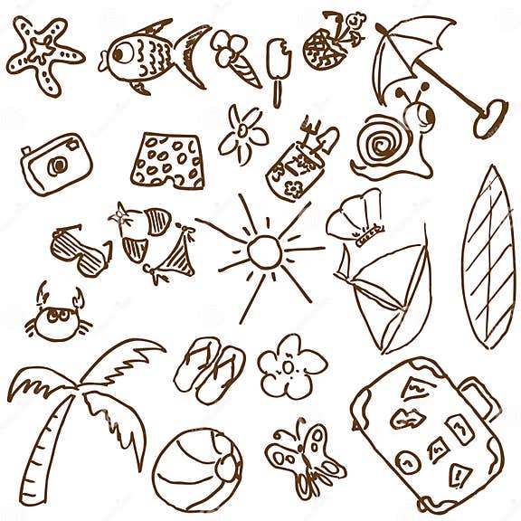 Summer theme doodles stock vector. Illustration of bathing - 10240123