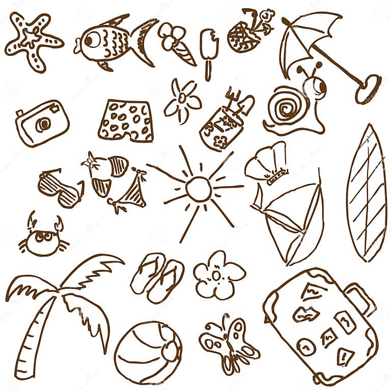 Summer theme doodles stock vector. Illustration of bathing - 10240123