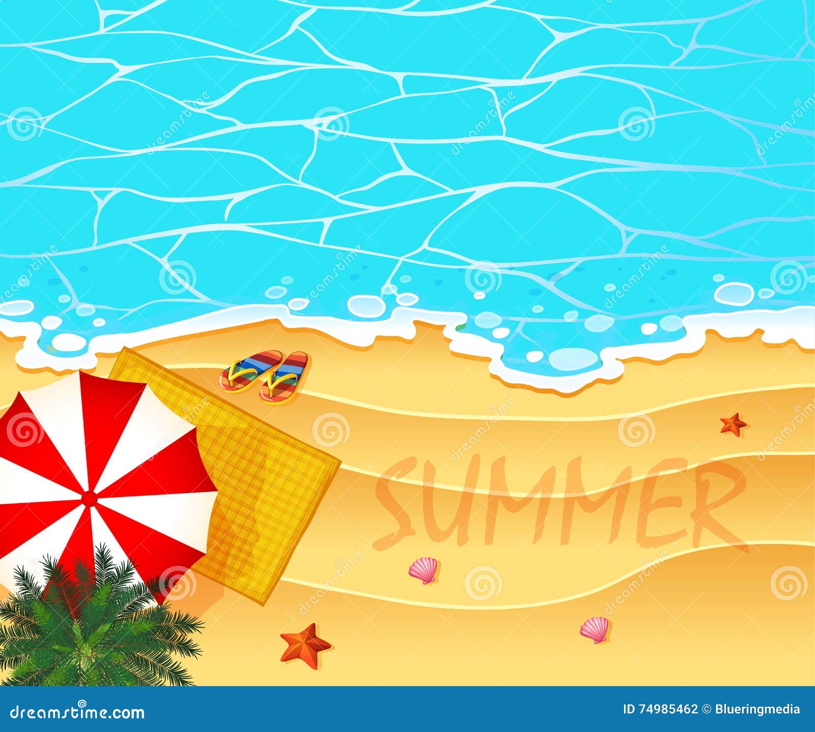 Summer Theme with Ocean and Beach Background Stock Vector ...