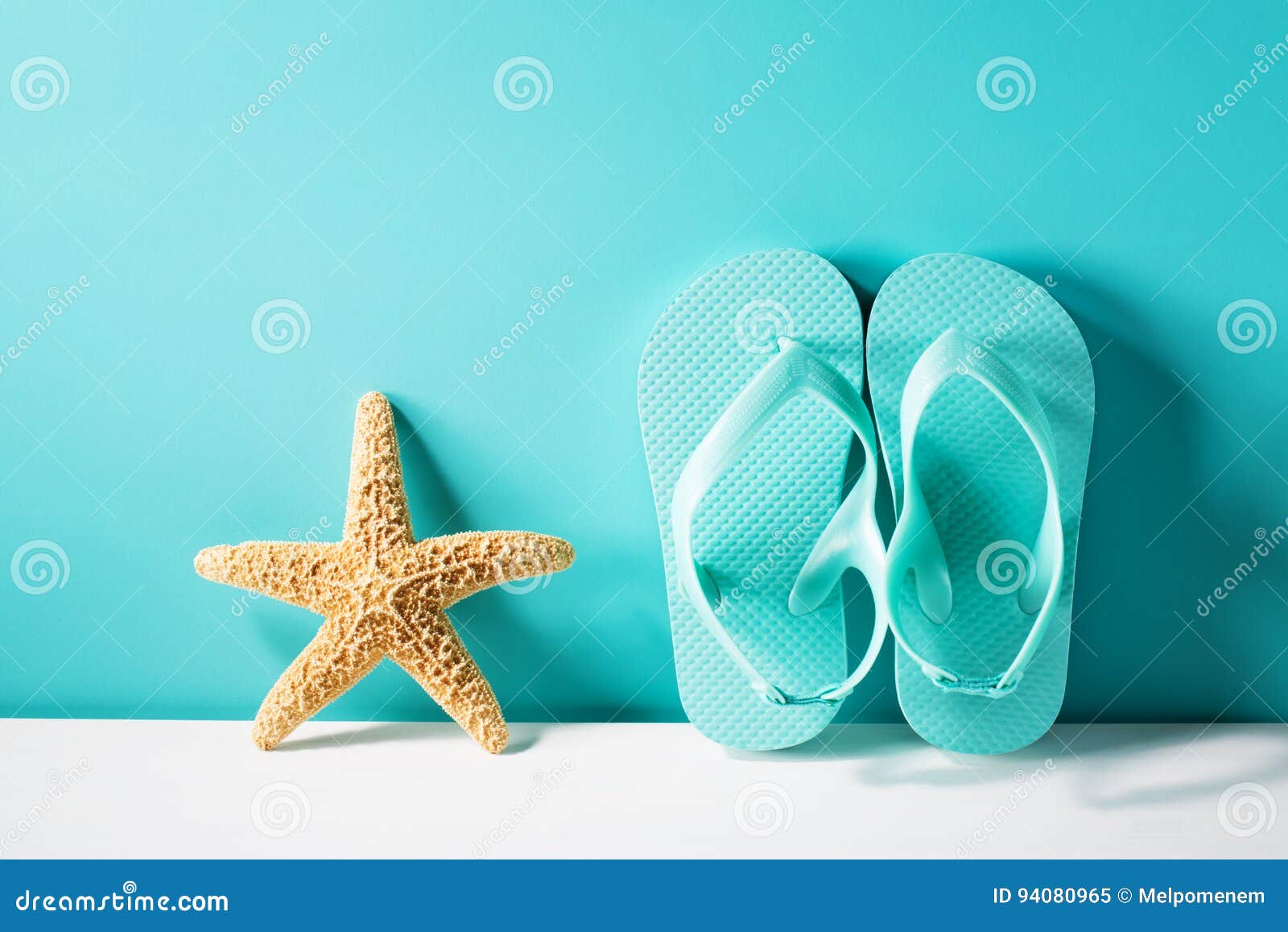 Summer Theme with Sandals and Starfish Stock Image - Image of blue ...