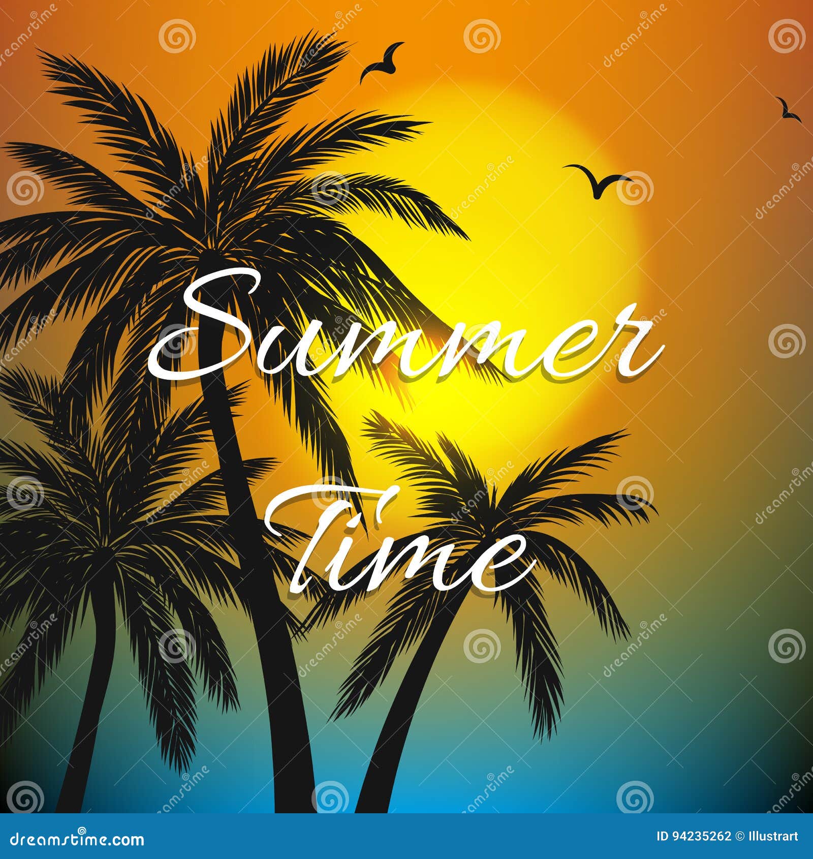 Summer Themed Poster With Cartoon Style Palm Tree | CartoonDealer.com ...