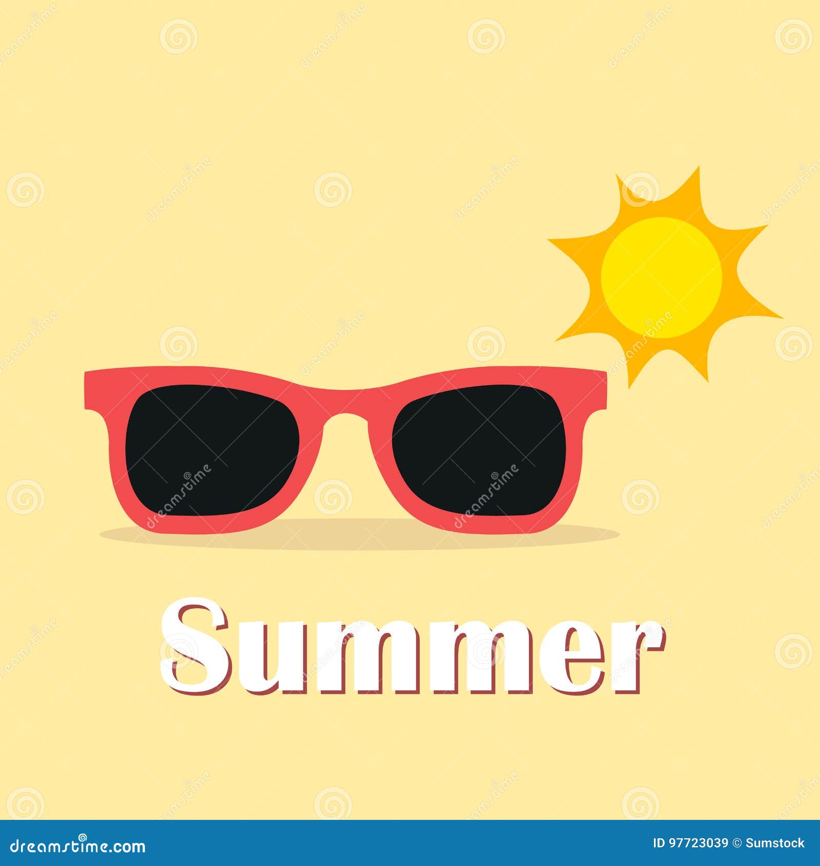 Summer Themed Banner Design with Sunglasses Stock Vector - Illustration ...