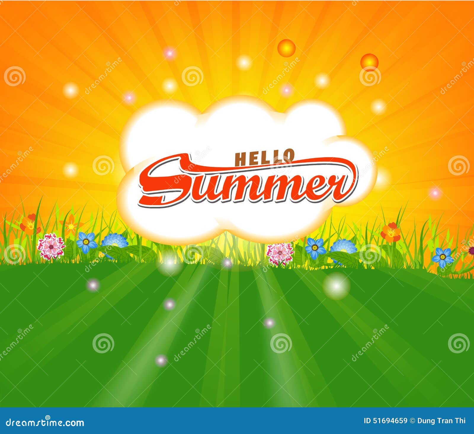 Summer Time Background with Hot Sun Lights Vector Illustration Stock ...