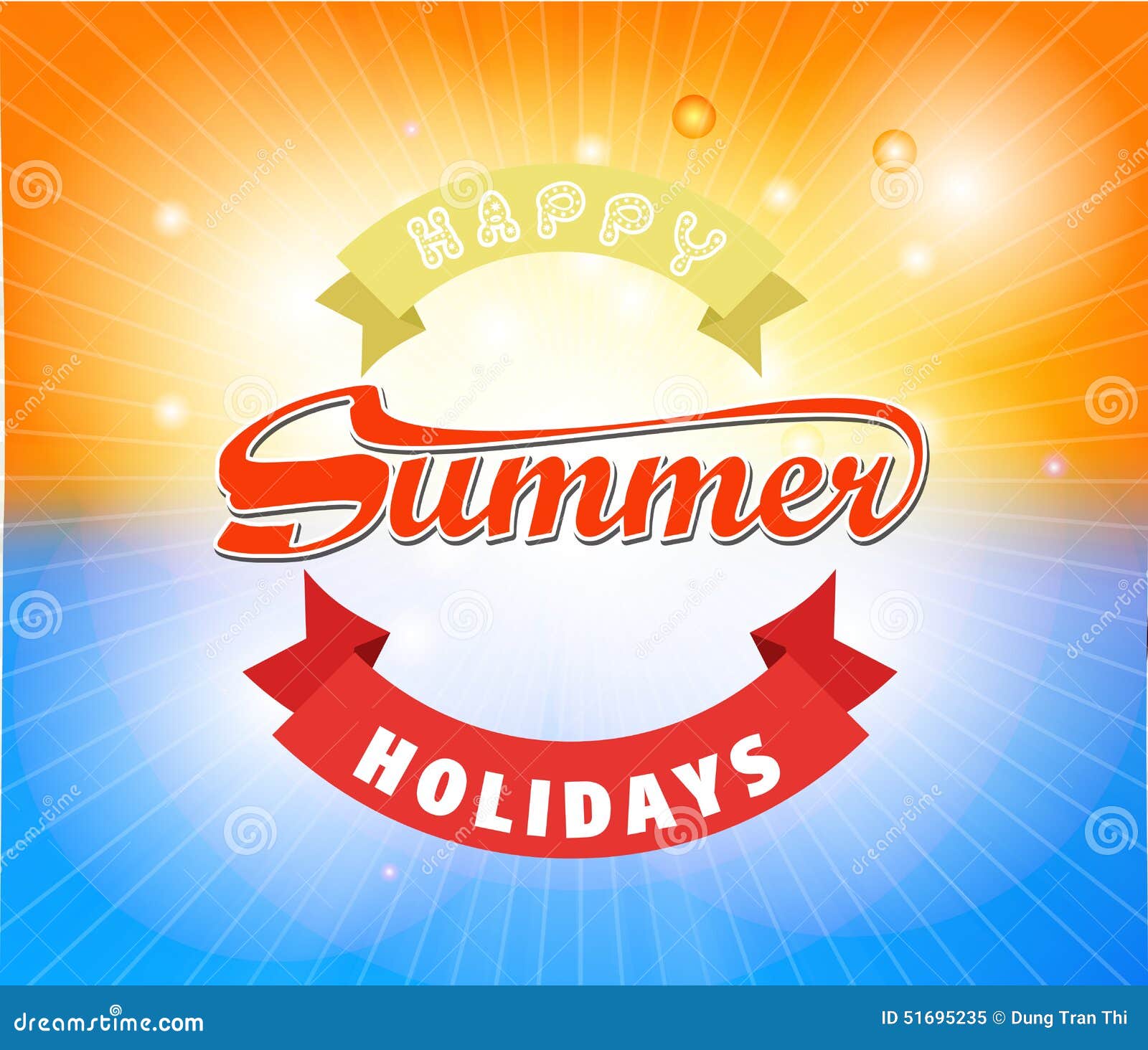 Summer Time Background with Hot Sun Lights Vector Illustration Stock ...