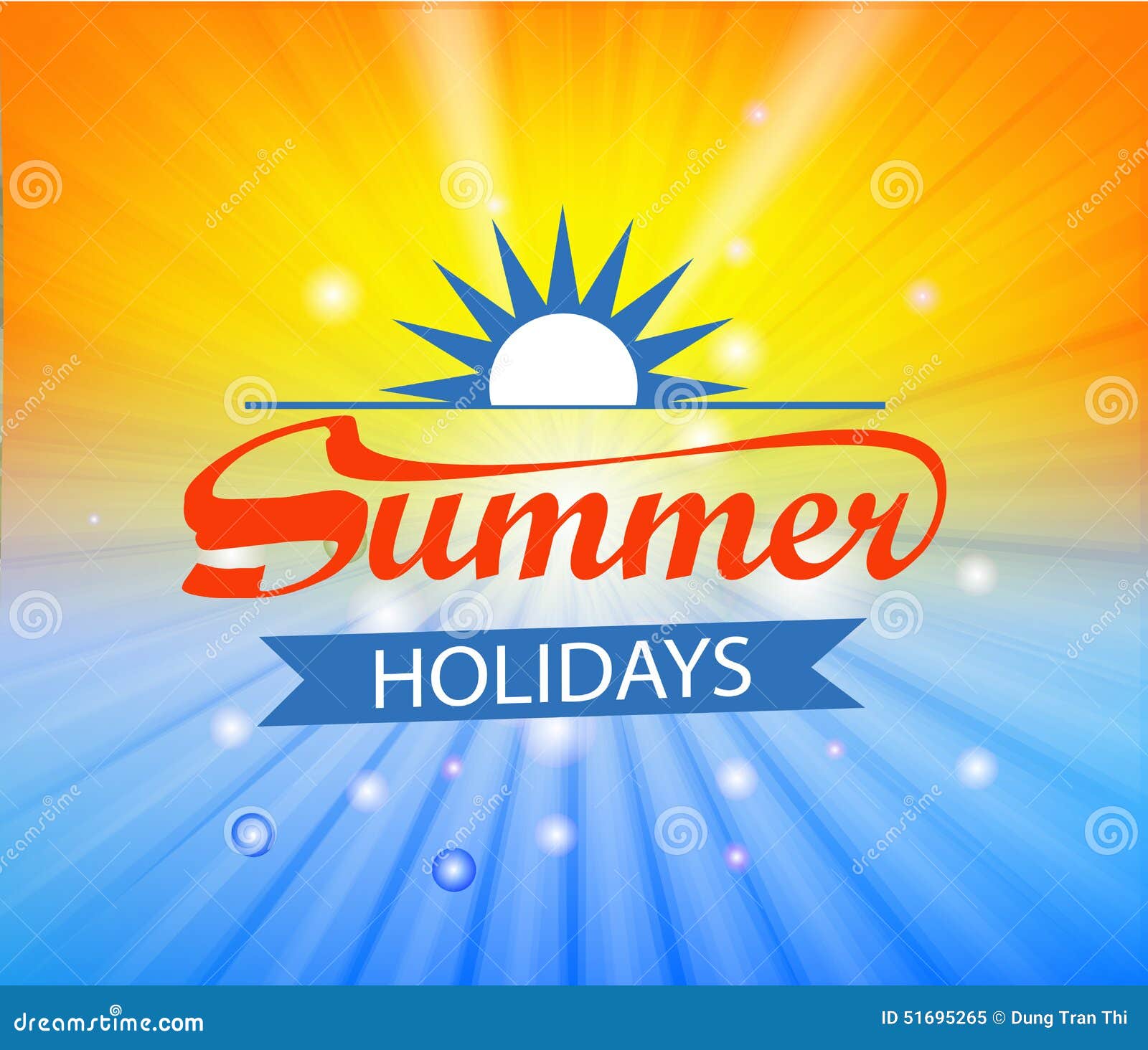 Summer Time Background with Hot Sun Lights Vector Illustration Stock ...