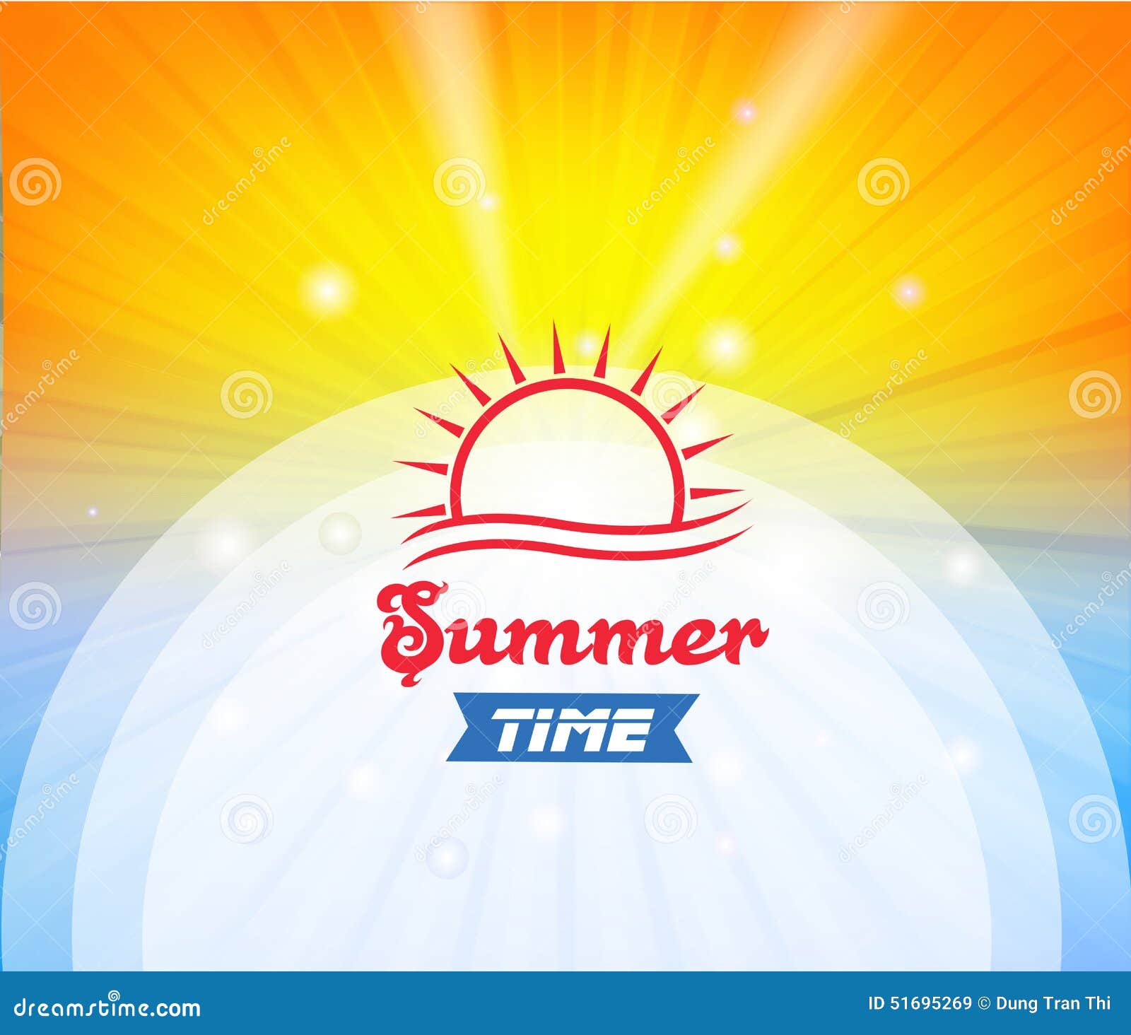 Summer Time Background with Hot Sun Lights Vector Illustration Stock ...