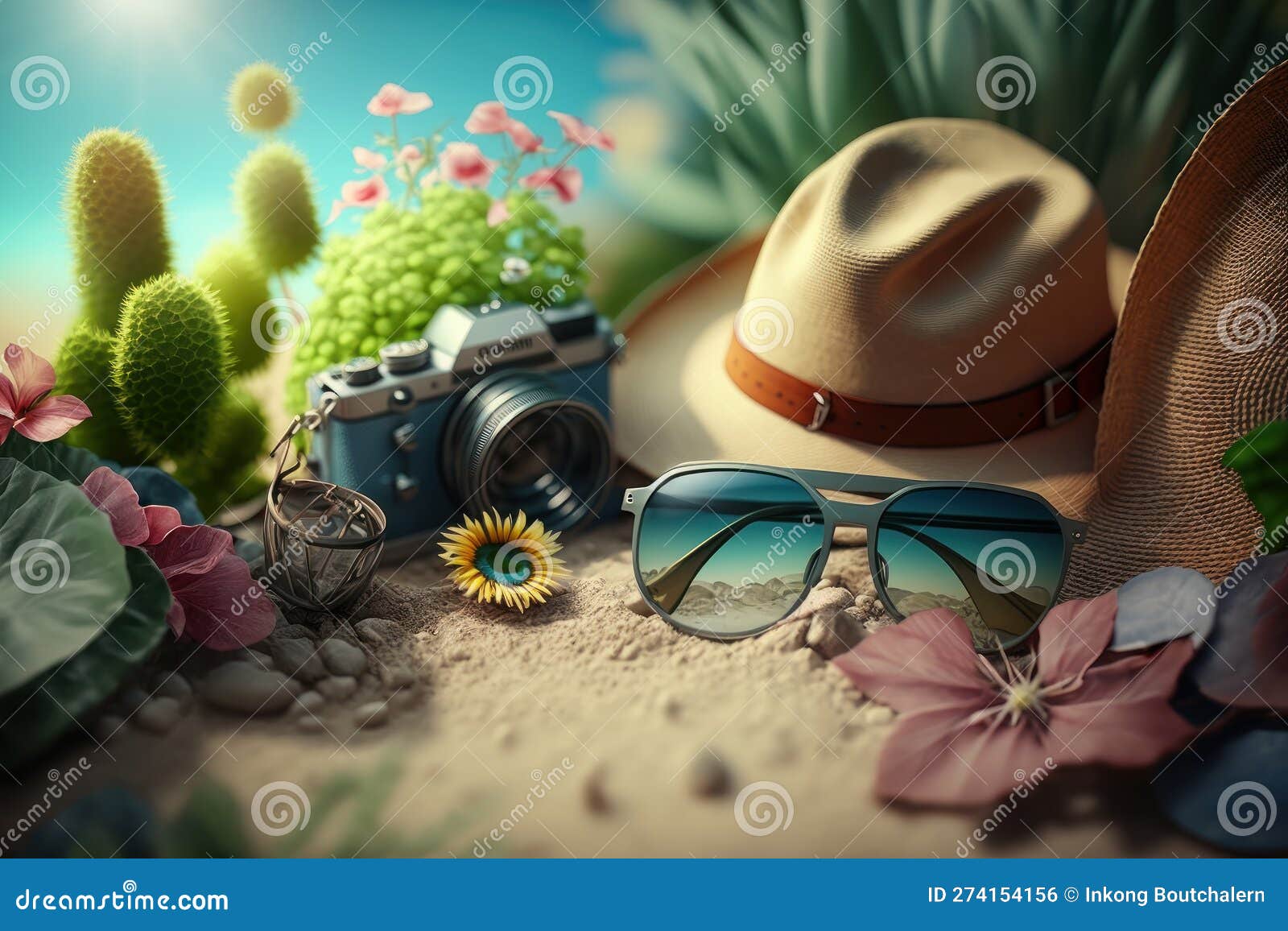 Summer Time Background with Travelling Elements. Created Generative Ai ...