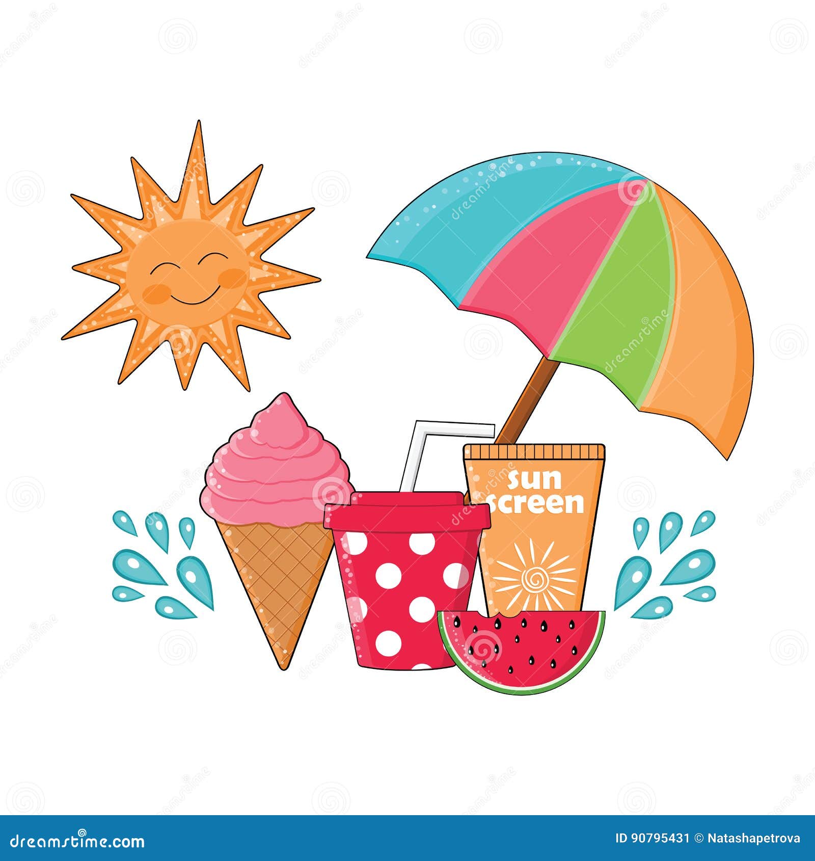 Summer Time Banner Design with Colorful Beach Elements in Stock Vector ...