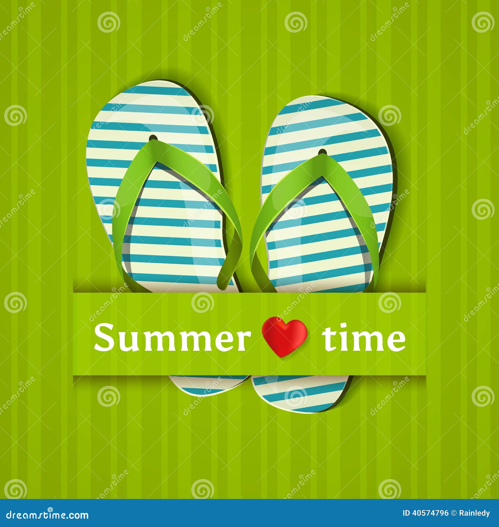 Summer Time. Card with Flip Flops. Vector Illustration. Stock Vector ...