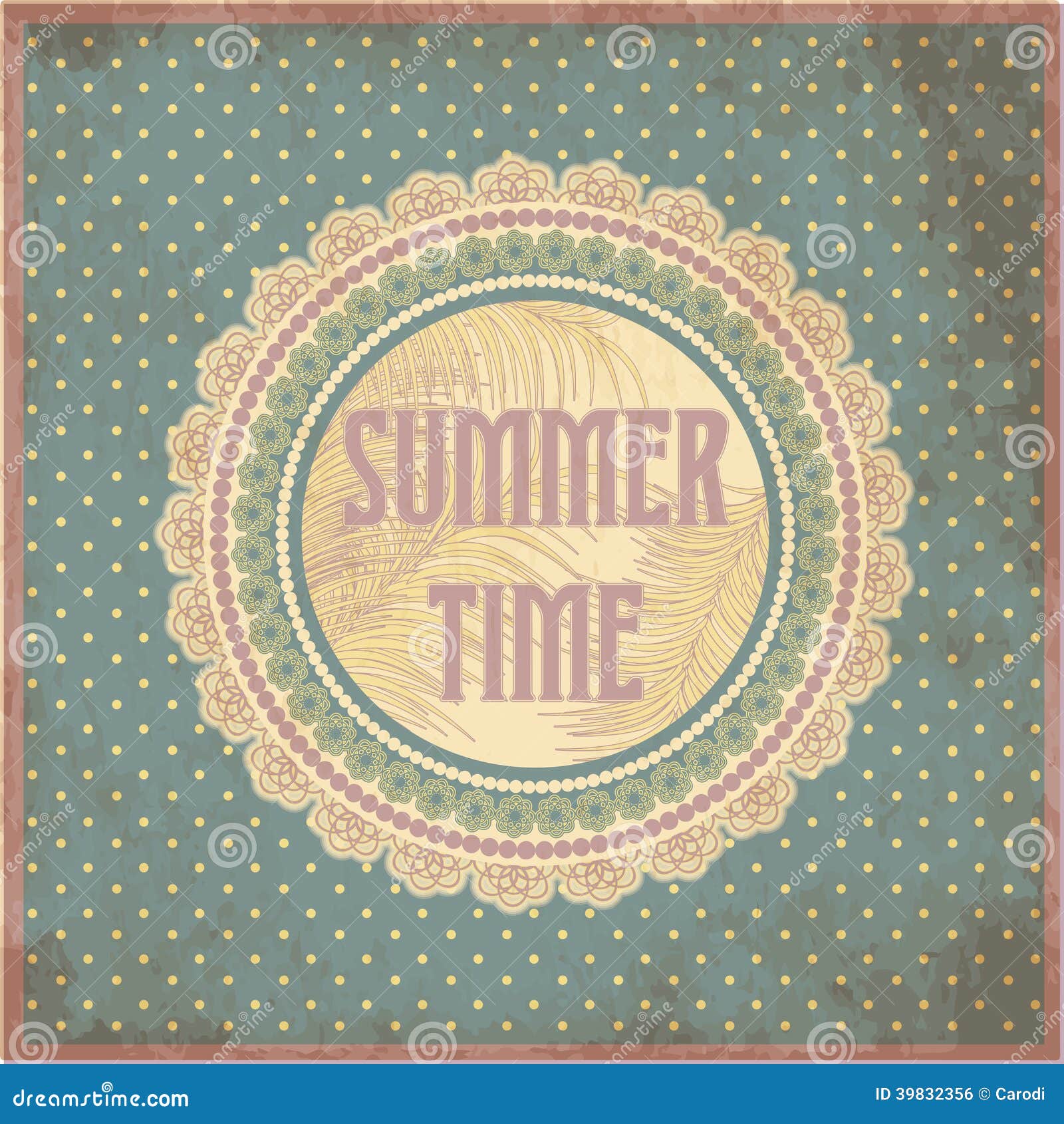 Summer Time Card in Vintage Style Stock Vector - Illustration of ...