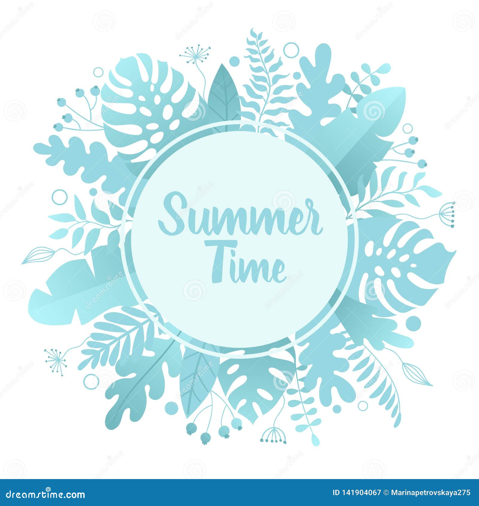 Round Frame with Tropical Palm Leaves. Stock Vector - Illustration of ...