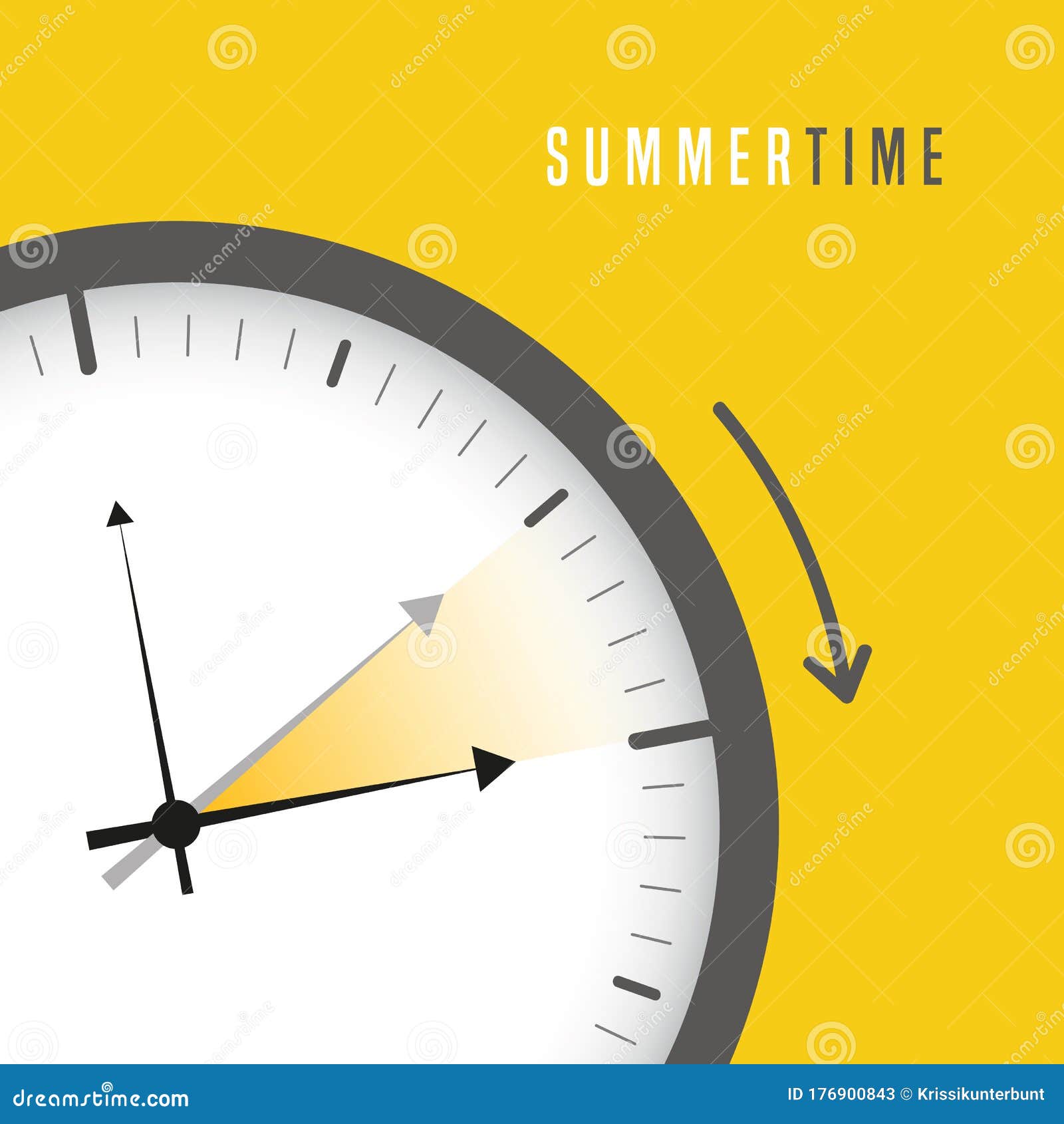 Summer Time Clock Daylight Saving Time Sun Stock Vector - Illustration ...