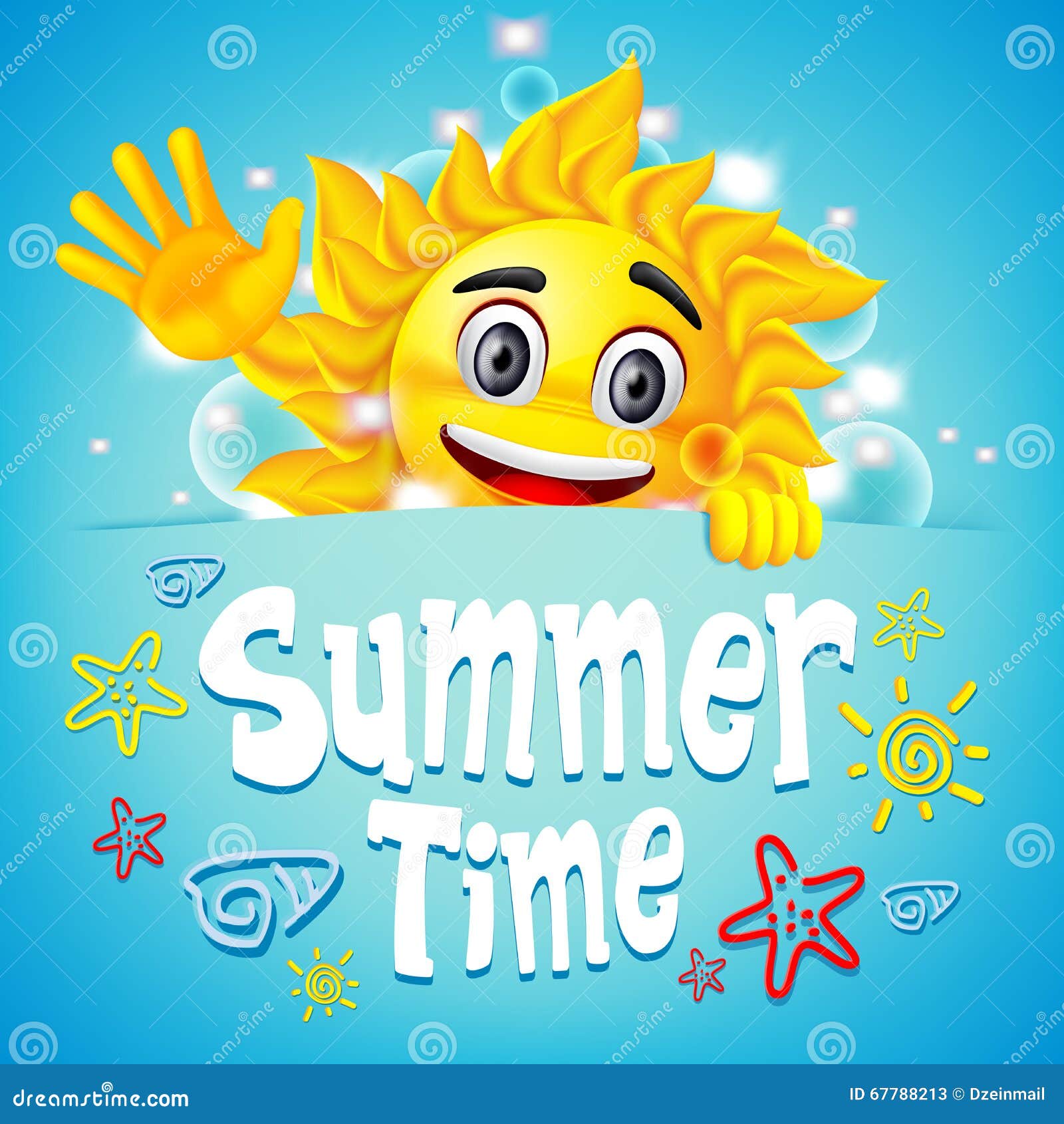 Summer Time Colorful Design with Happy Sun Vector Character Stock ...