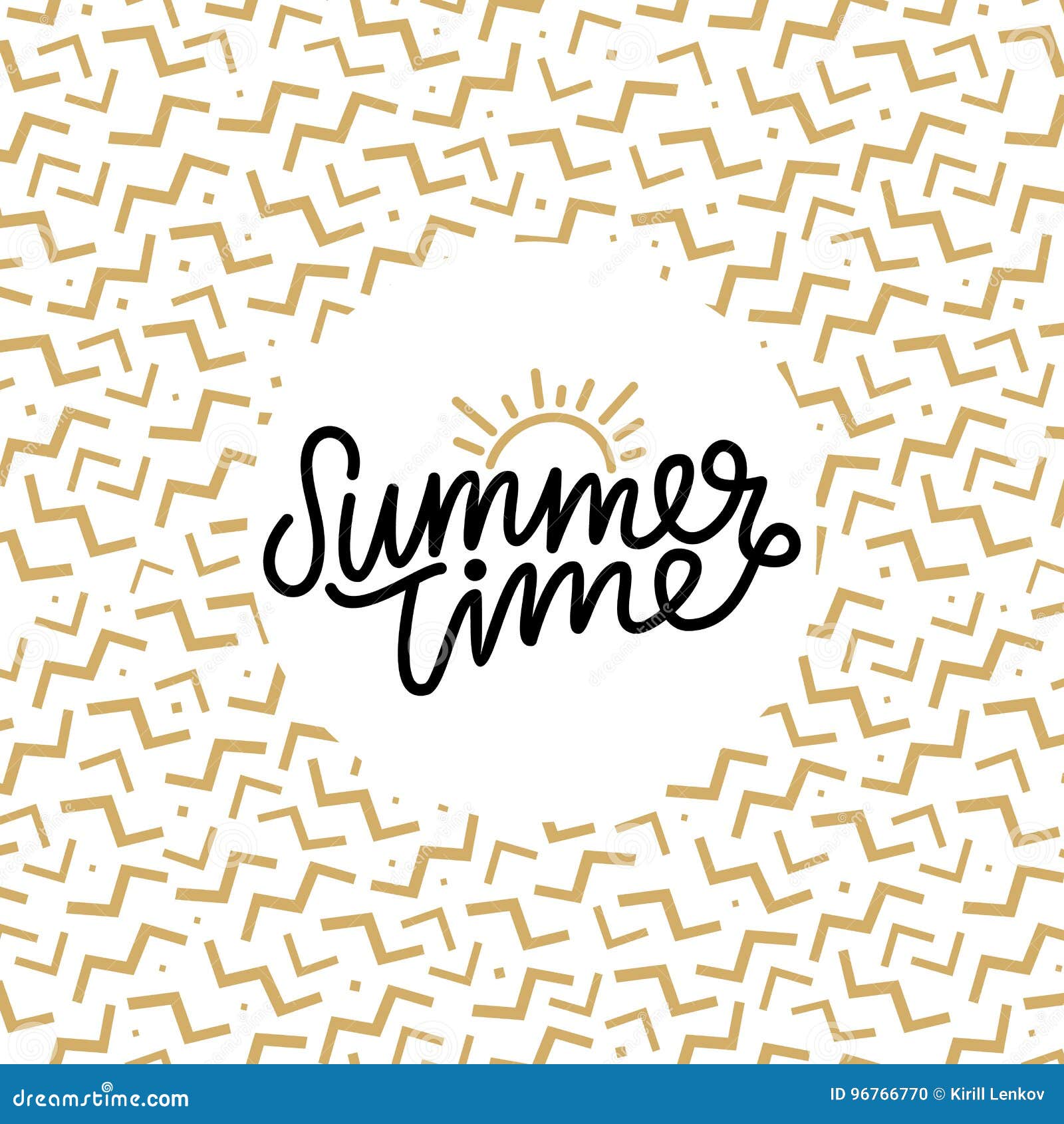 Summer Time Hand Lettering Text. Calligraphy Poster with a Trendy 90s ...