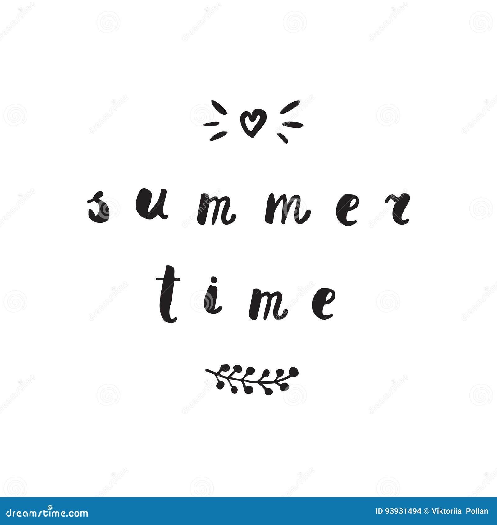 Summer Time Ink Handwritten Cursive Font Lettering. Stock Vector ...
