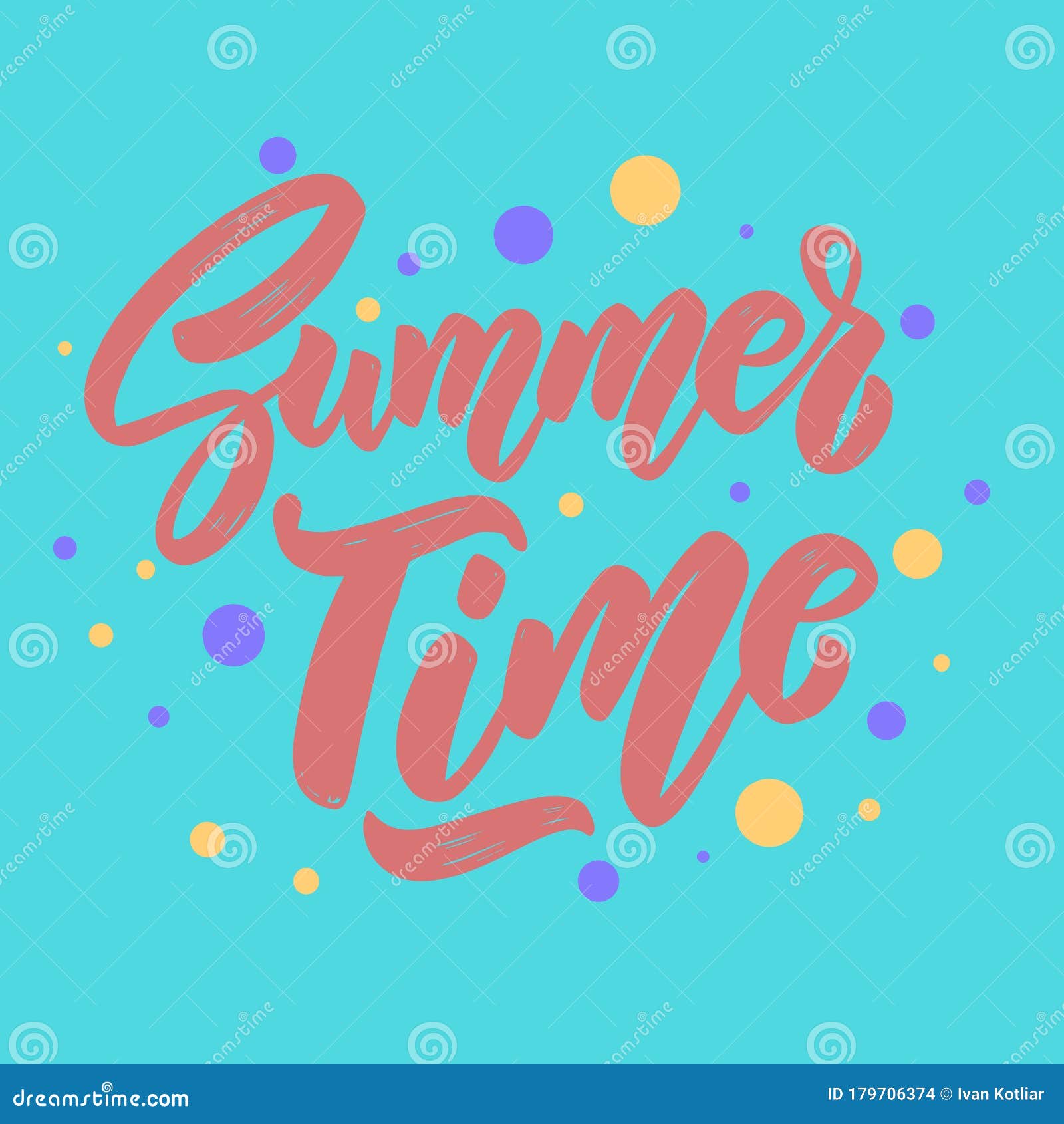 Summer Time. Lettering Phrase for Postcard, Banner, Flyer. Vector ...