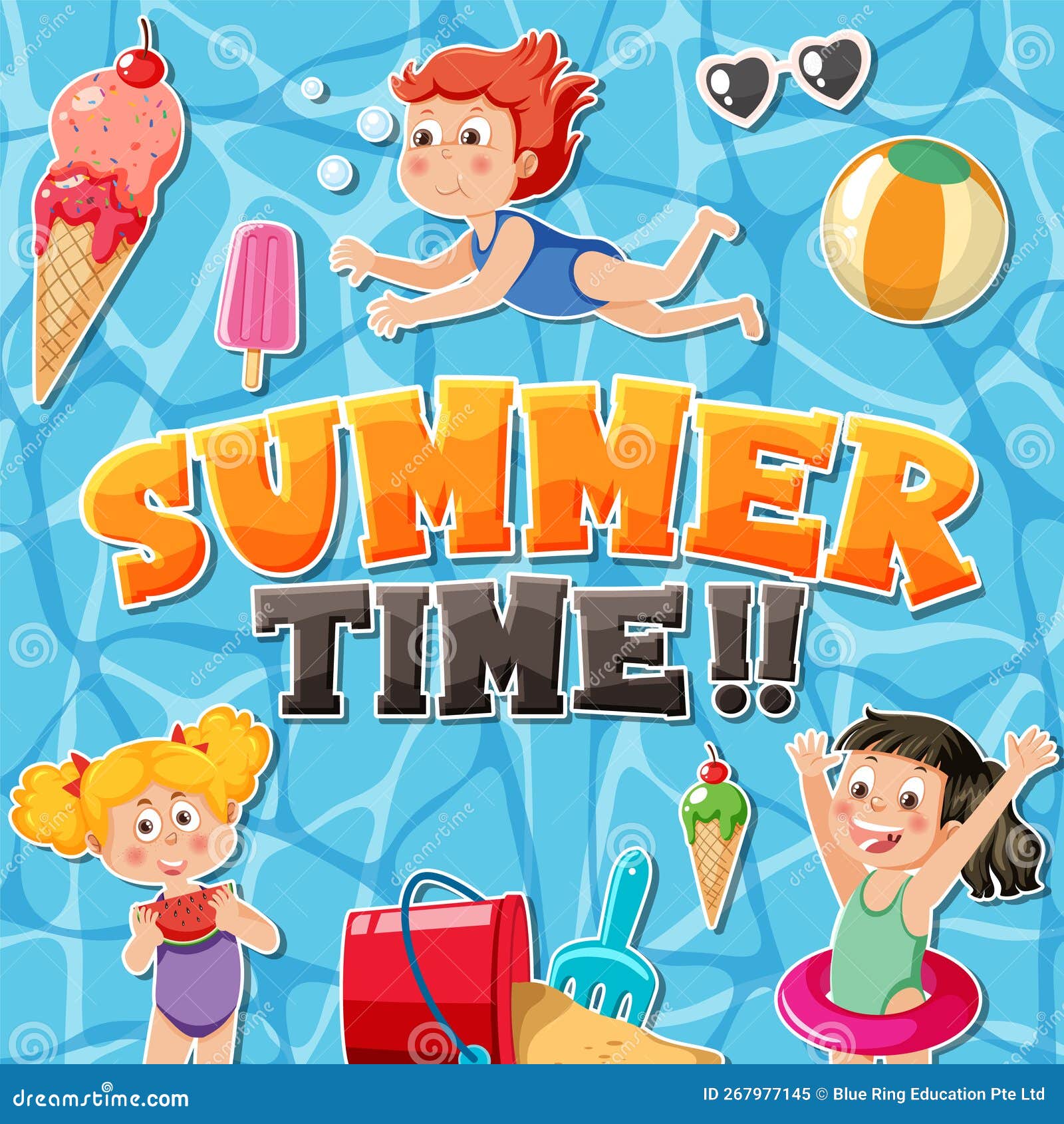 Summer Time Poster or Banner Template Stock Vector - Illustration of ...