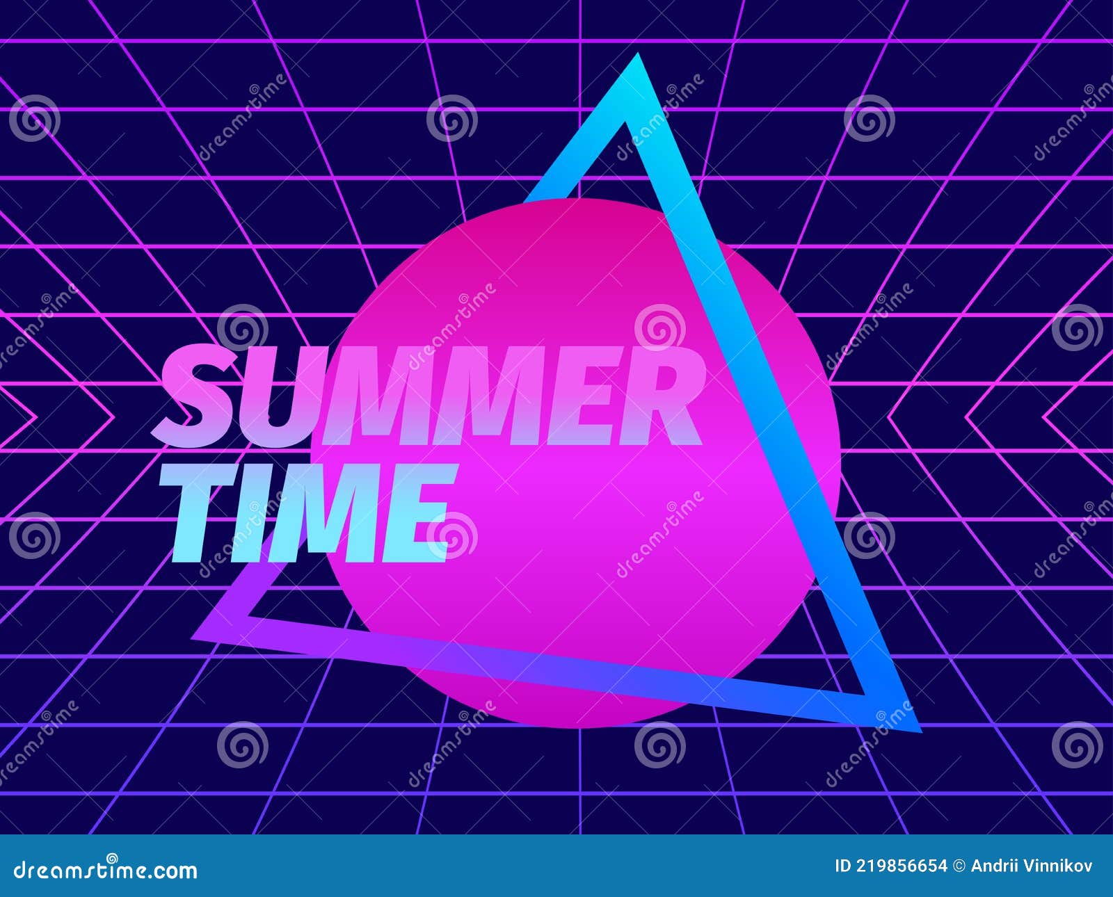 Summer Time. 80s Retro Sun in a Triangular Frame. Synthwave and Retro ...