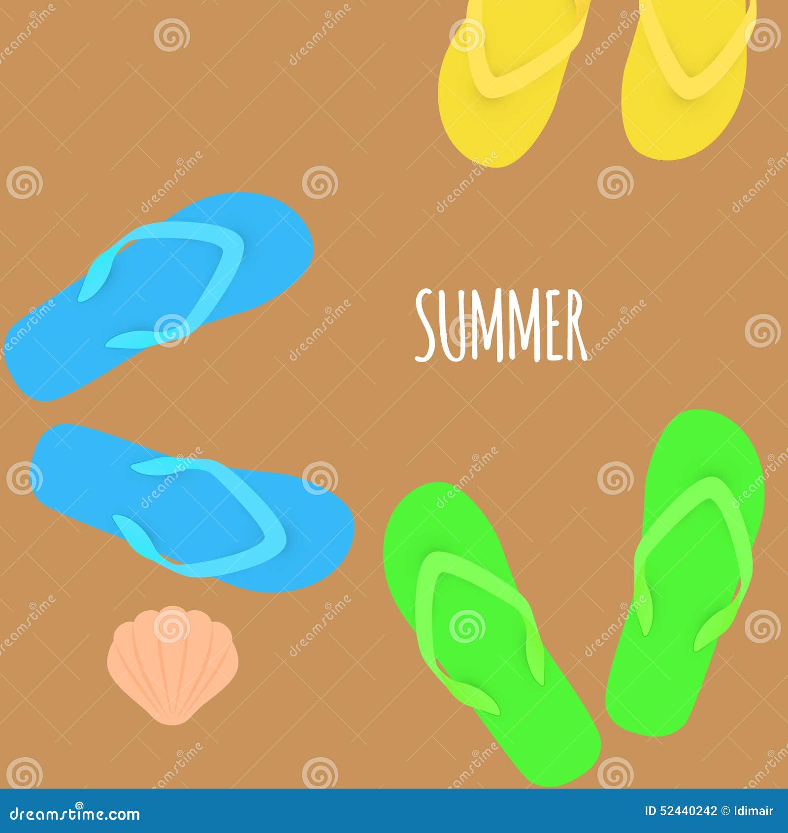 Summer Time. Slippers. Banner. Vector Stock Vector - Illustration of ...
