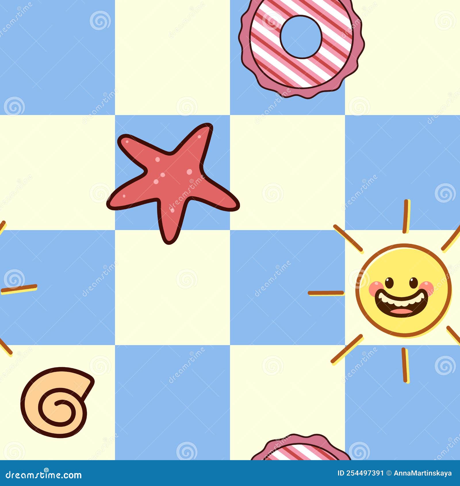 Summer Time. Starfish with Sunset. Set of Summer Symbols Stock Vector ...