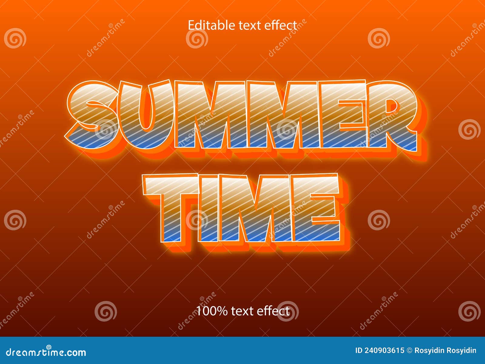 Summer Time Texture Writing Text Effect Stock Vector - Illustration of ...